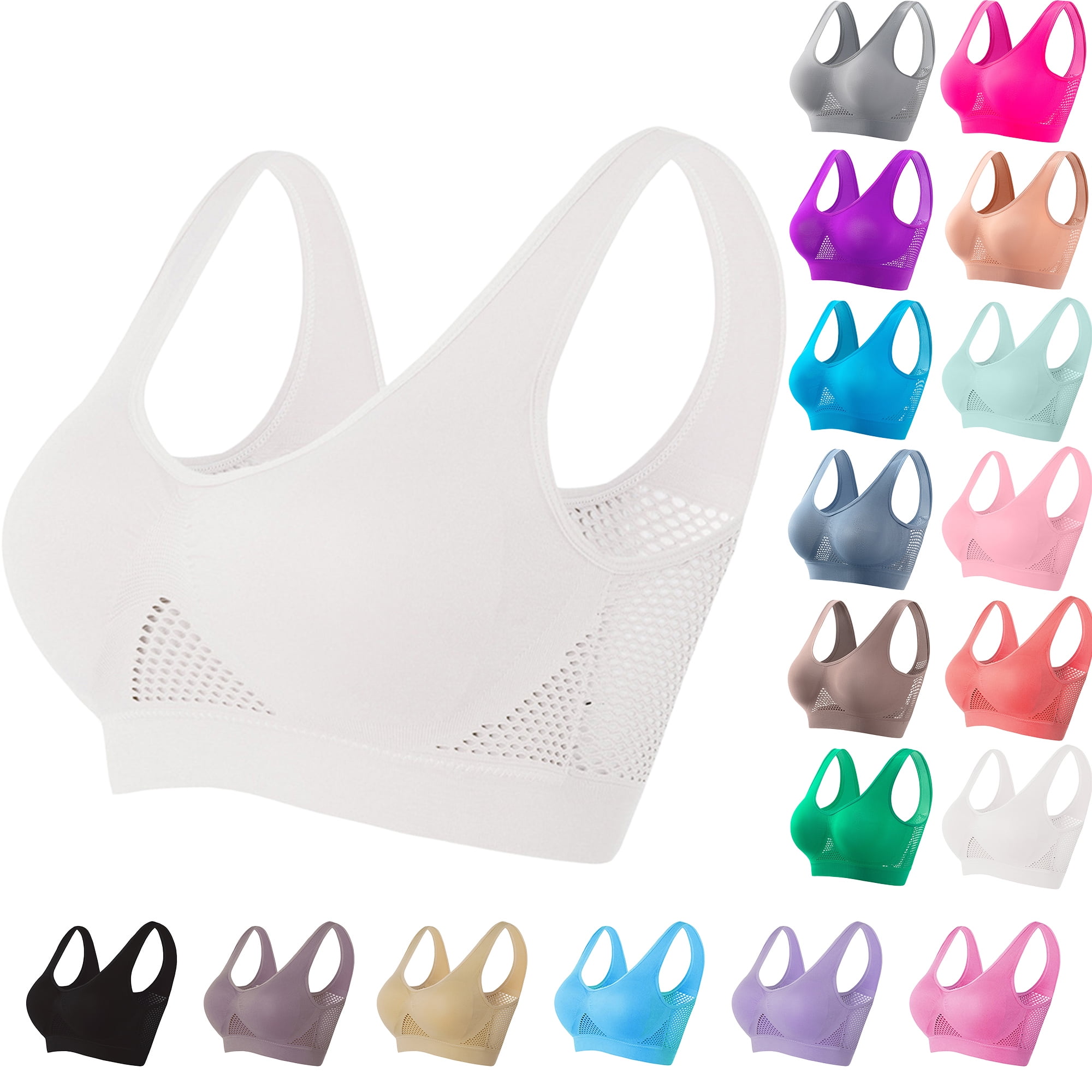 Womens Seamless Wireless Bras Sports Bra Wirefree Yoga Bra With ...