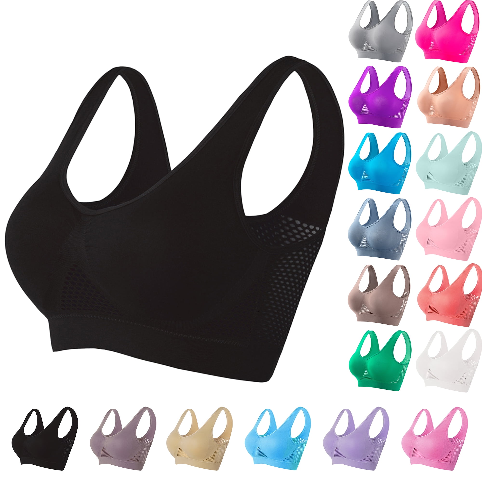 Womens Seamless Wireless Bras Sports Bra Wirefree Yoga Bra With ...