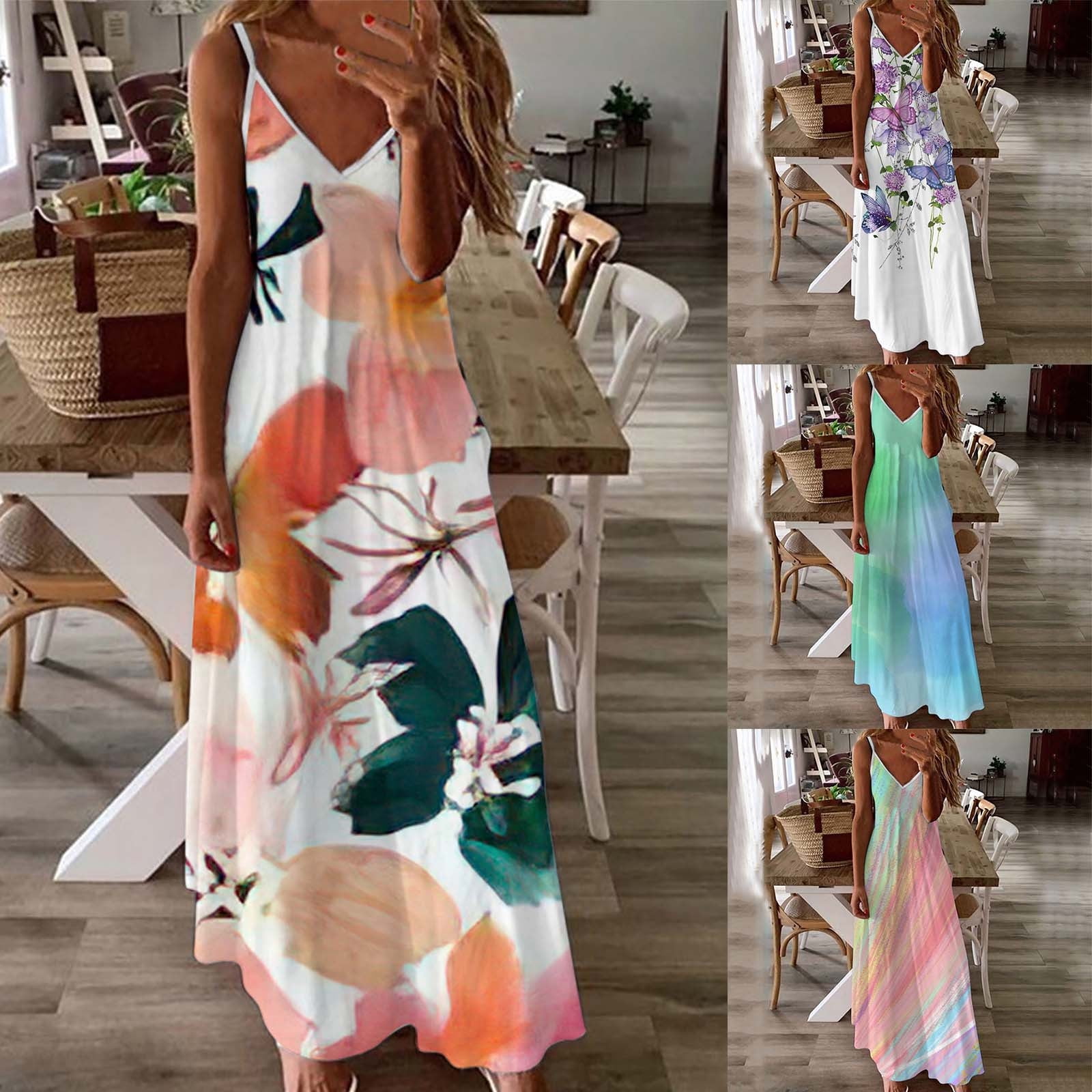 sovlvnd Sundresses for Women 2024 Trendy Womens Summer Casual Beach ...