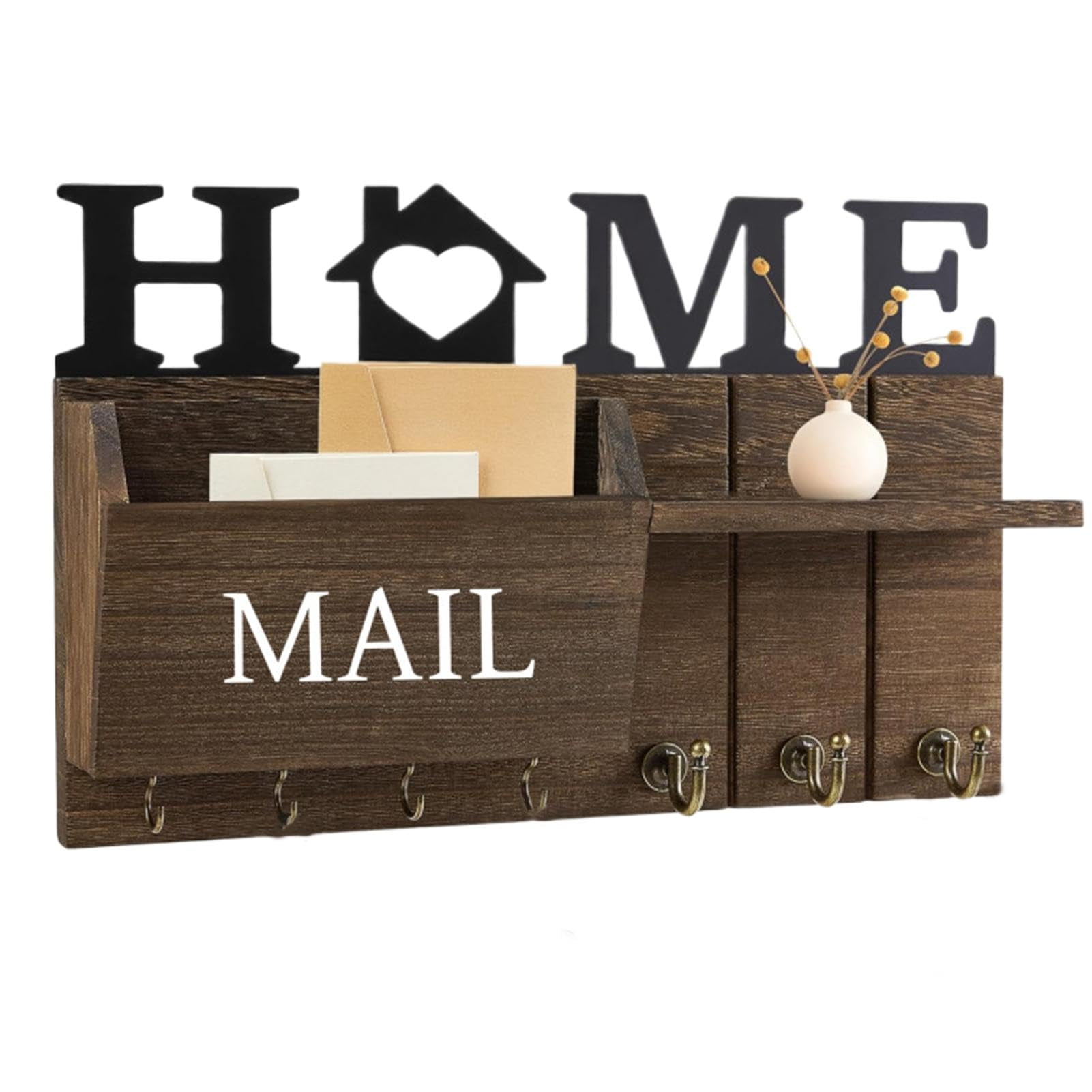 sovob Key Hanger Wall Mount - Wood Key Hanger Rack,Decorative Wood Mail ...