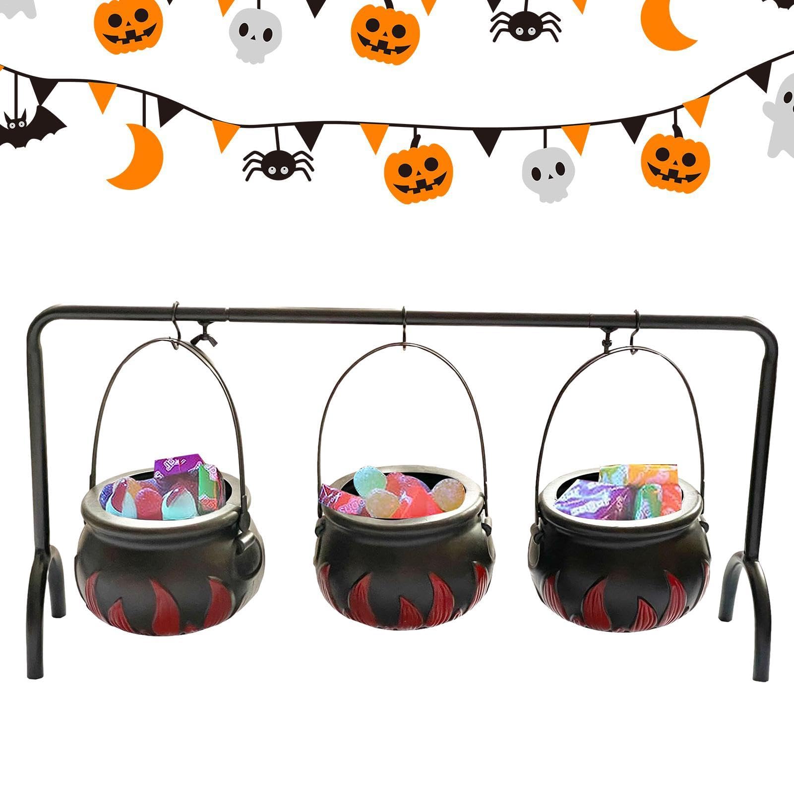 sovob Set Of 3 Witch Cauldron Bowl Halloween Black Cauldrons Cauldron ...