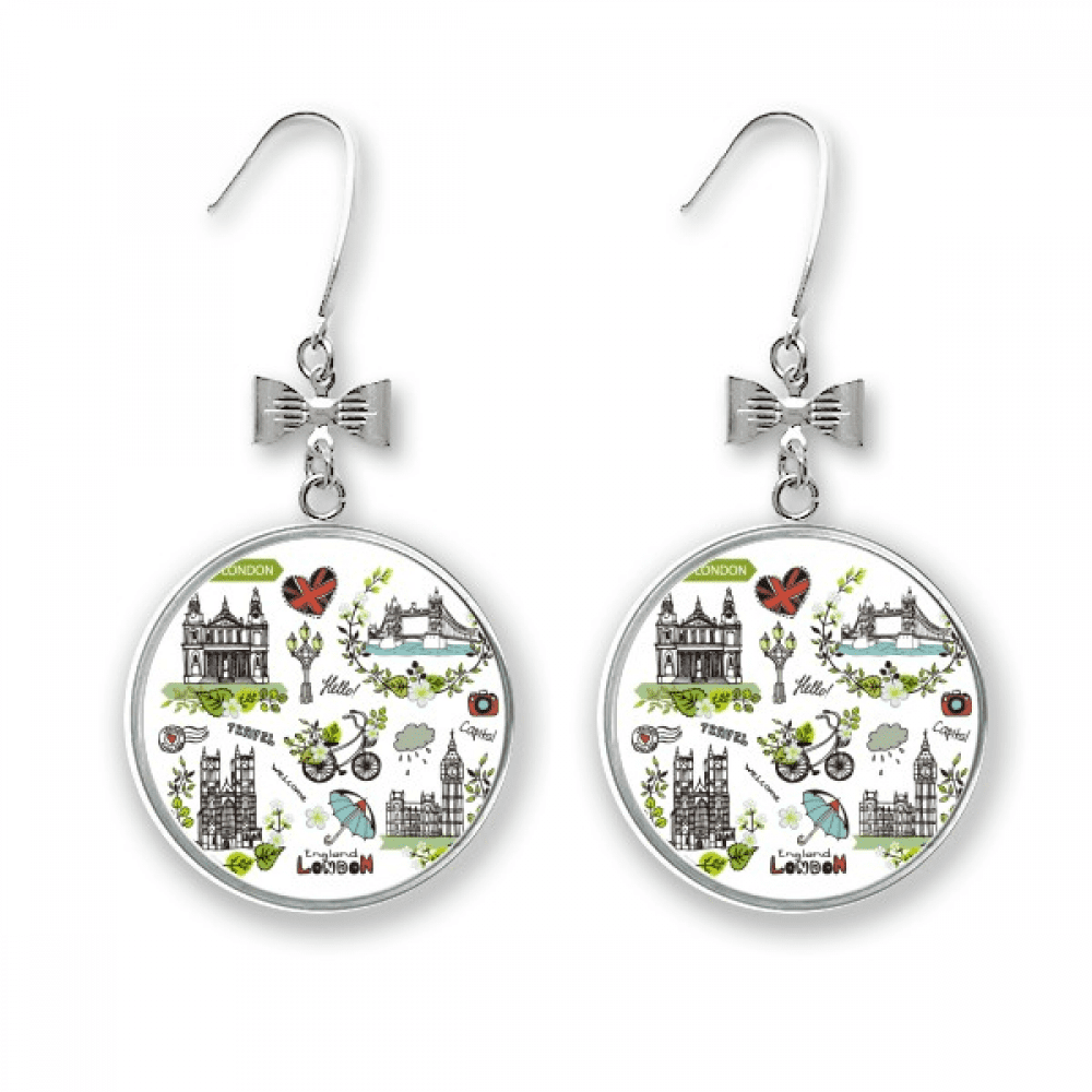 sp big ben england art deco fashion bow earrings drop stud pierced hook ...