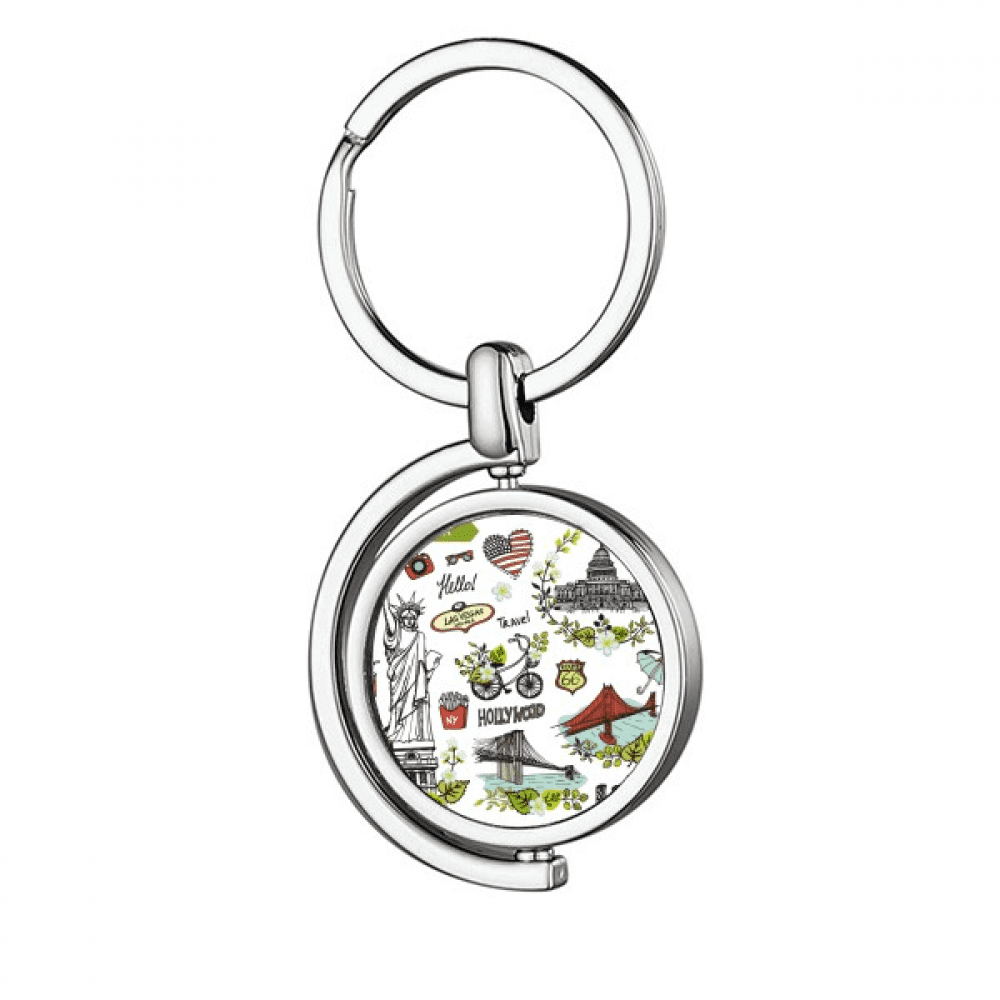 sp white house usa graffiti rotating keychain metal keyring holder ...