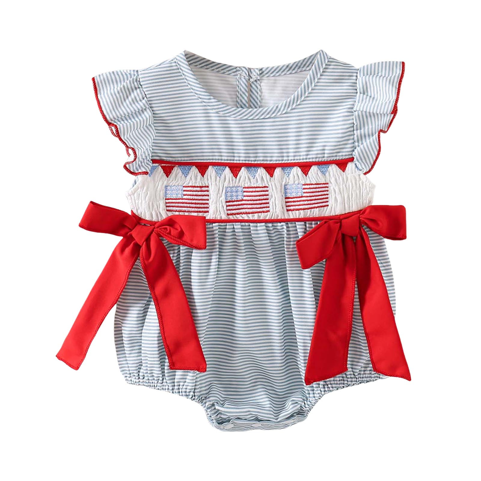 spWm Baby Rompers Girl Baby Girls 4th of July Outfit Heart Flag Letters ...