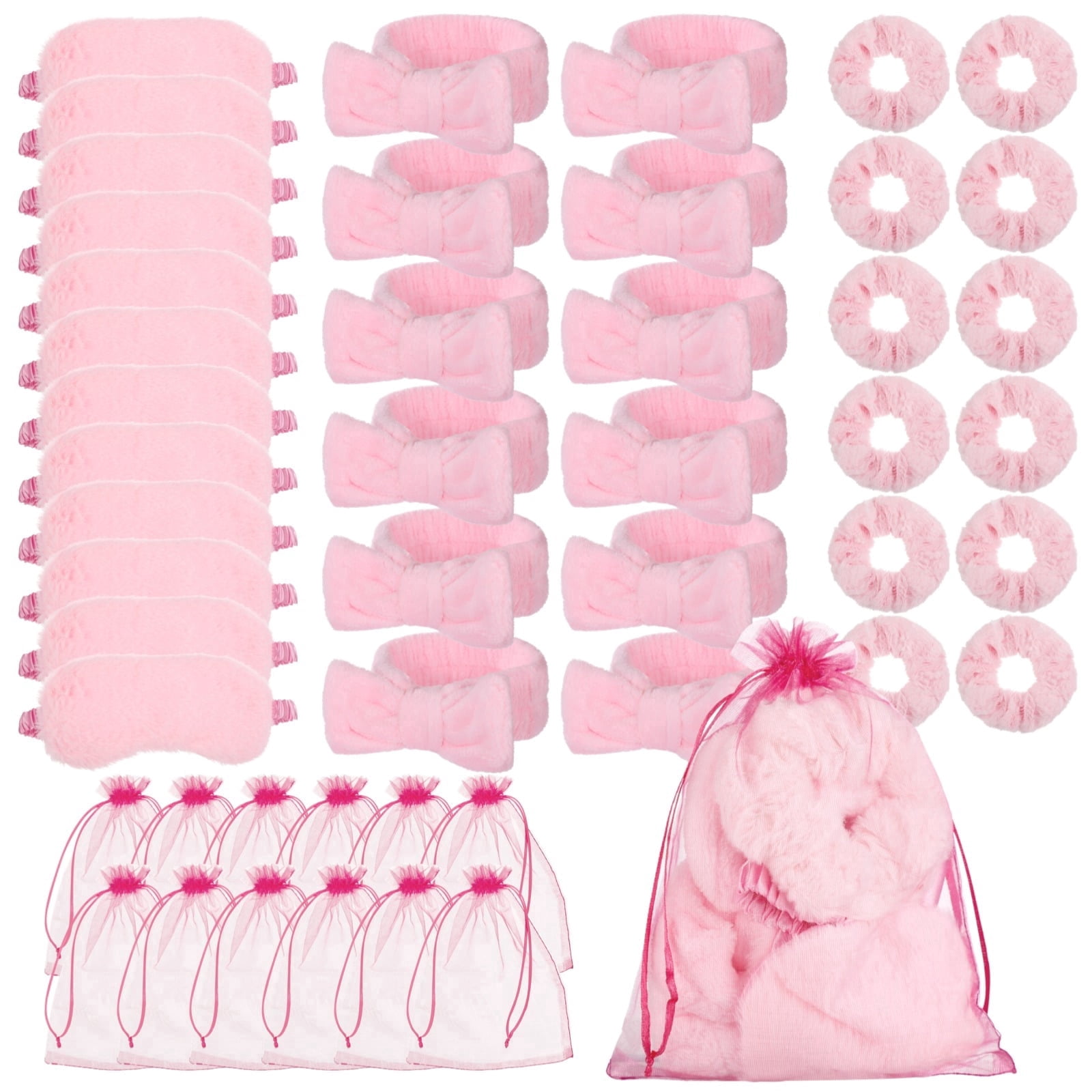 48 Pcs Spa Party Supplies Set, 12 Pink Spa Headbands with Bow, 12 Plush ...