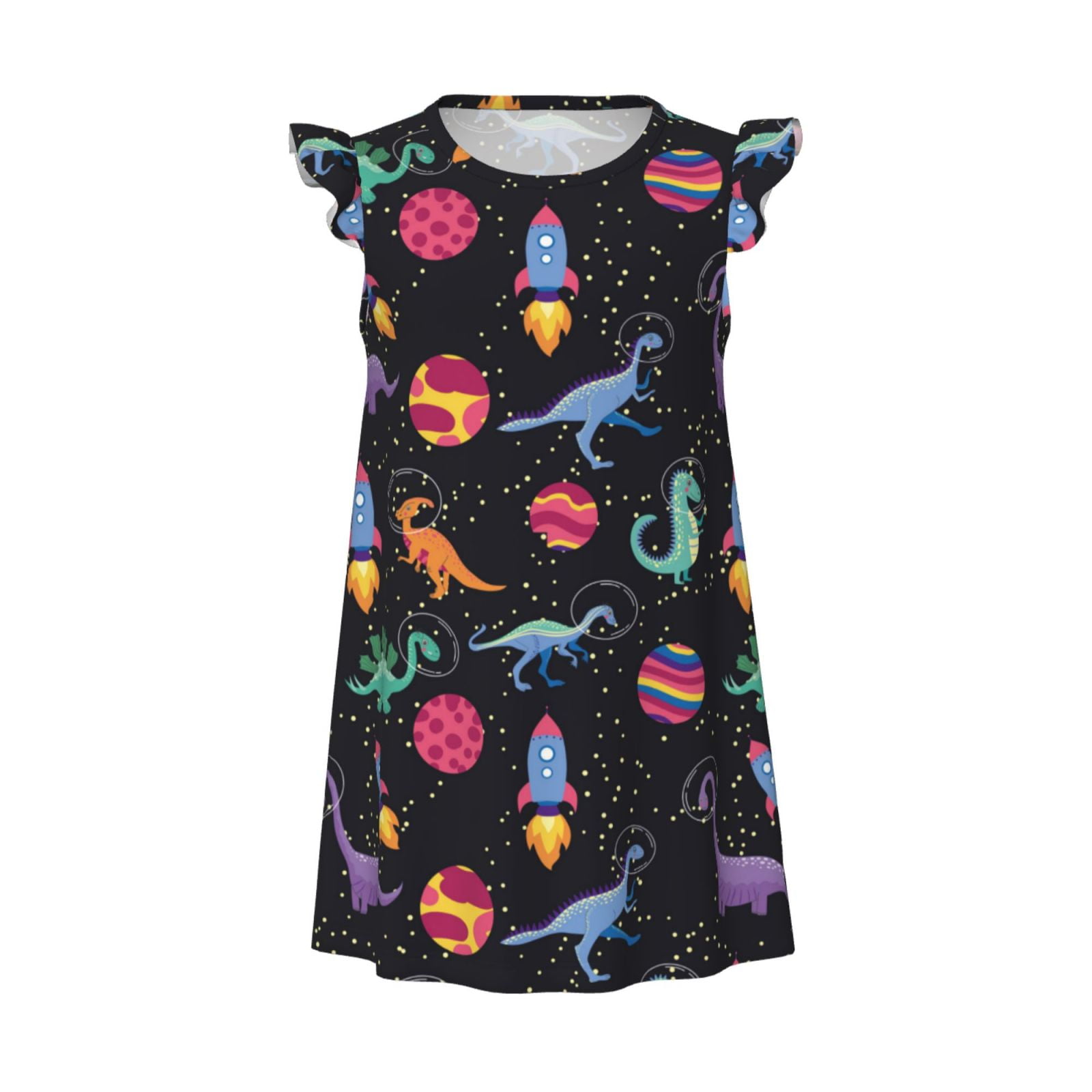 space Dinosaur colorful Rocket Girls Nightgowns, Pajamas for Girls ...