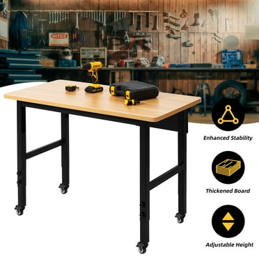 "Tolead 48"" Multipurpose Mechanic Workbench, Heavy-Duty, Rubber Wood ...