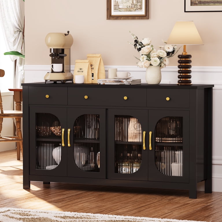 Sideboard Buffet Cabinet IRONCK Fluted With Doors & Adjustable Shelves ...