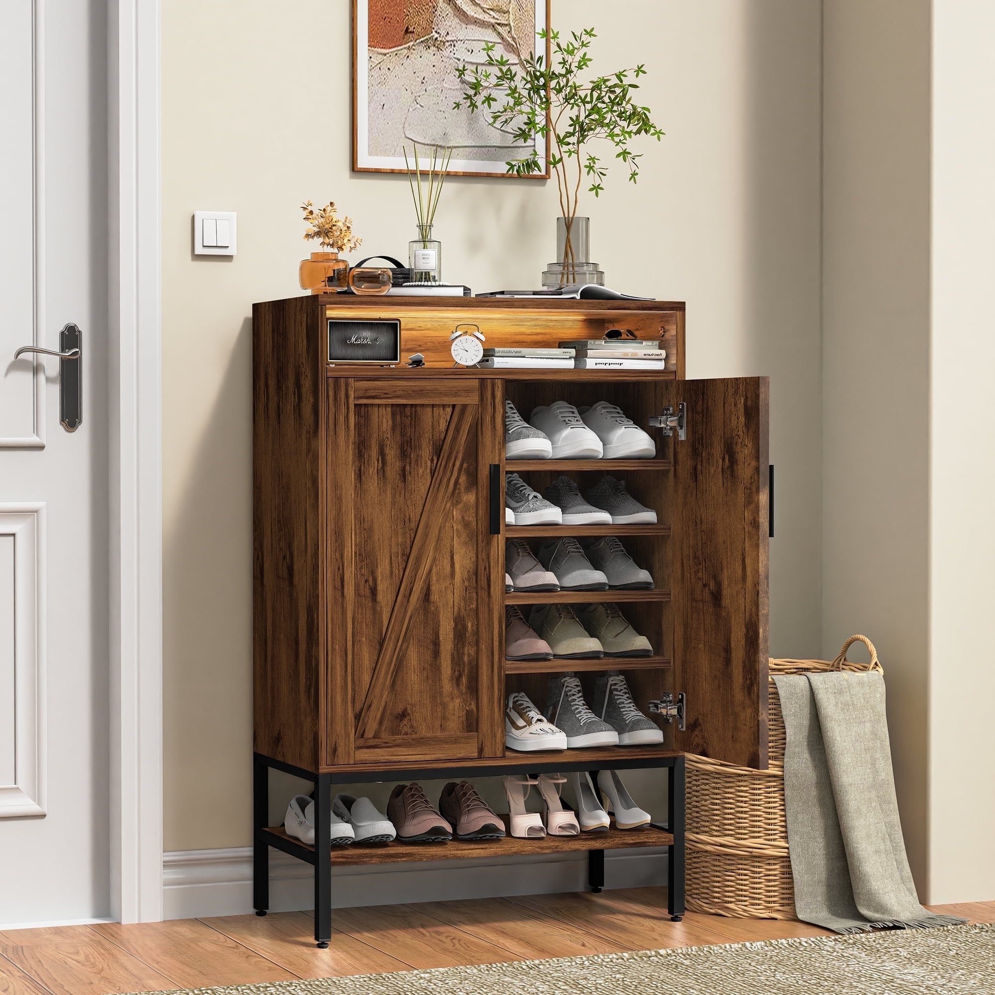 spanspace 7-Tier Shoe Storage Cabinet, Adjustable Shelves, Open Rack ...
