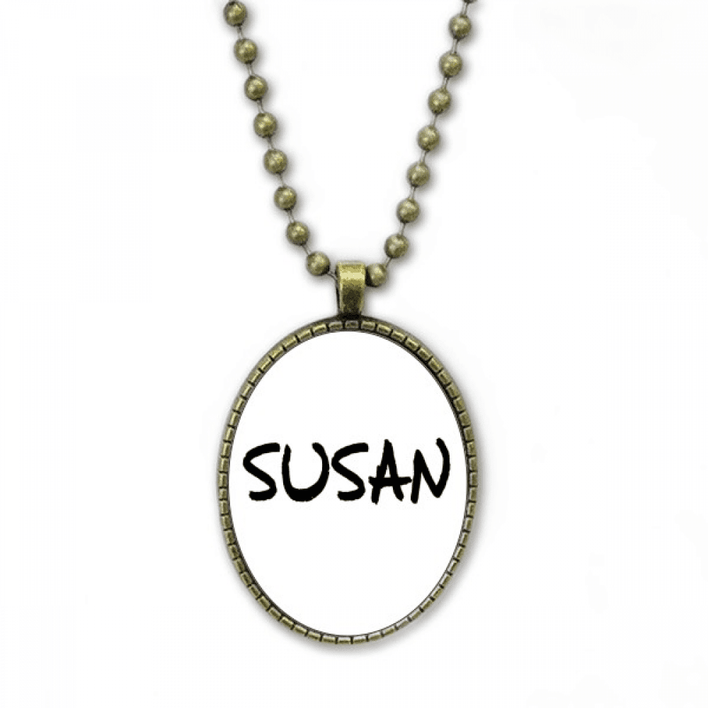 special handwriting english name susan necklace vintage chain bead ...