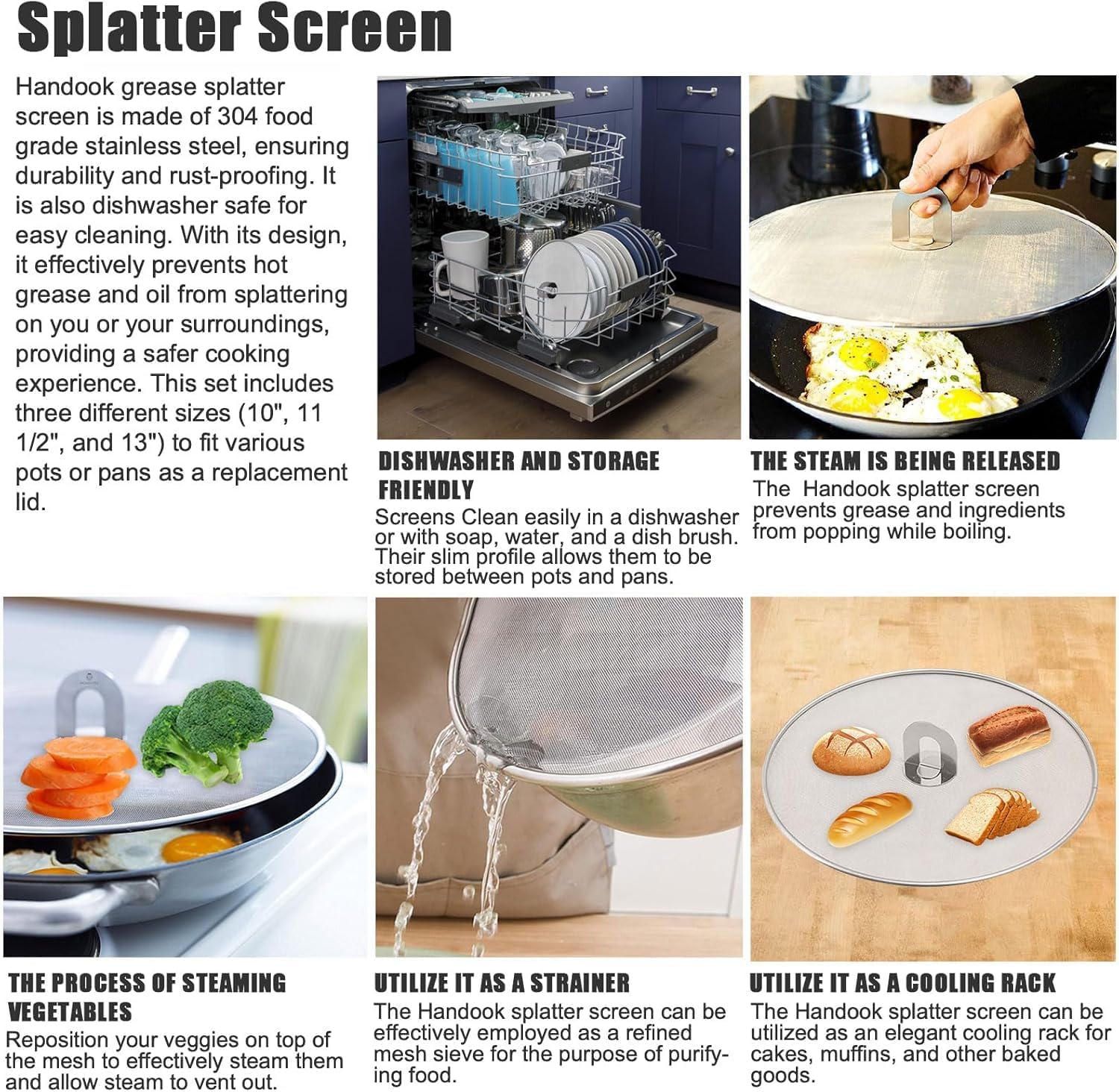 **splatter screen for cooking, grease splatter guard stainless steel ...