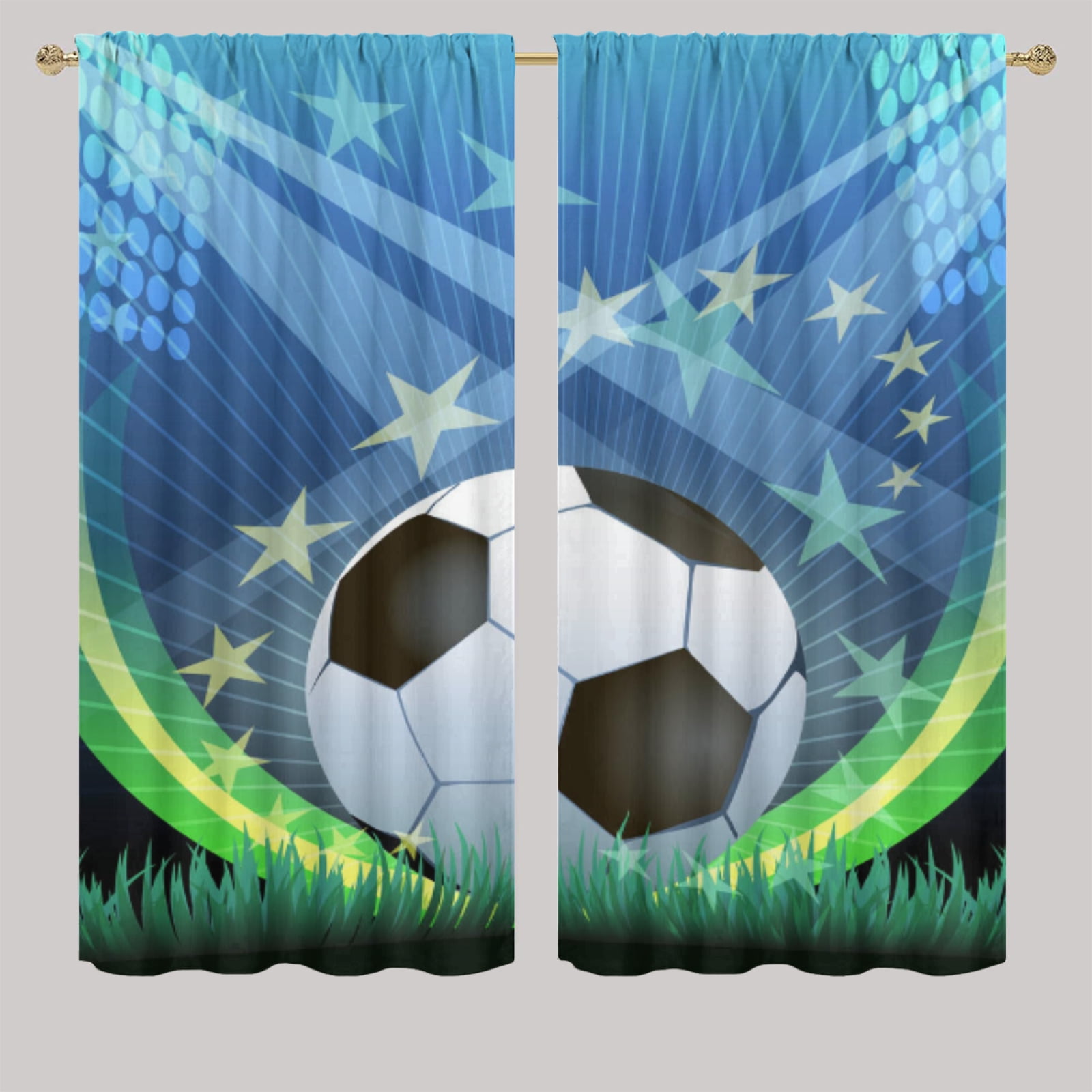 sport Blackout Curtains soccer ball on a grass stadium arena Curtains ...