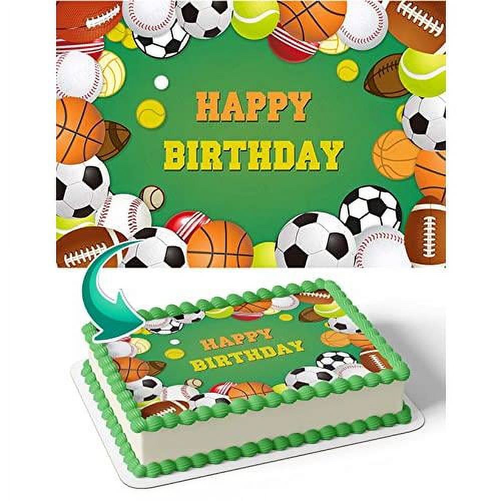 sports baseball football basketball fan edible cake image topper ...