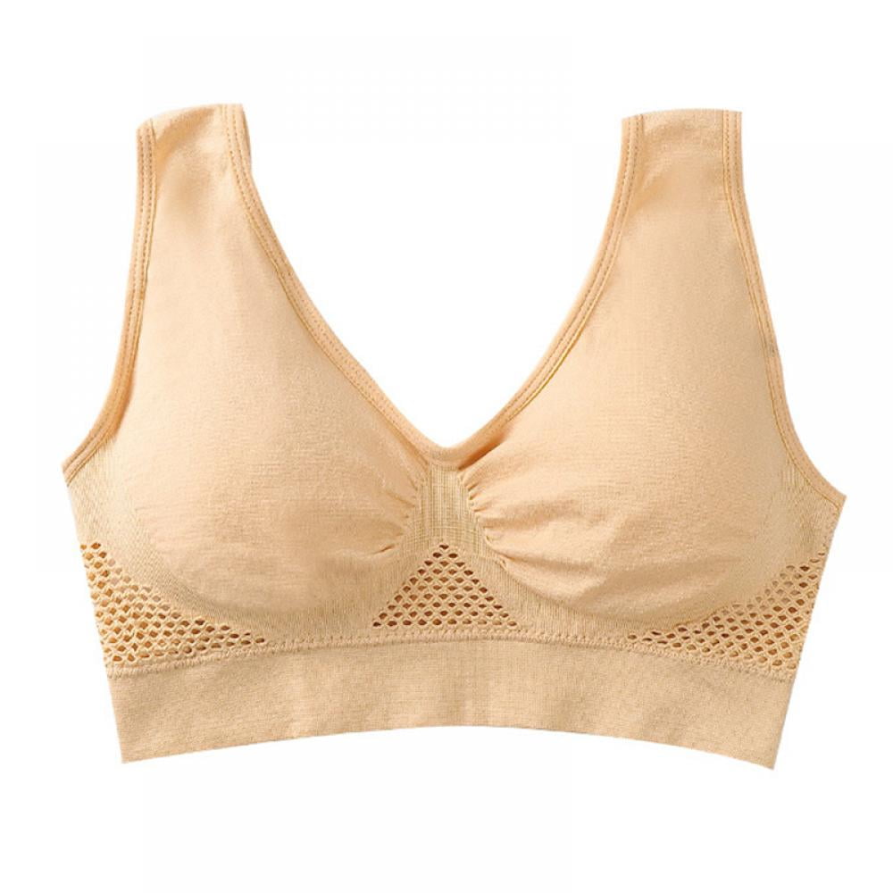 sports bra wanita sports No steel ring hollow mesh vent sports bra set ...