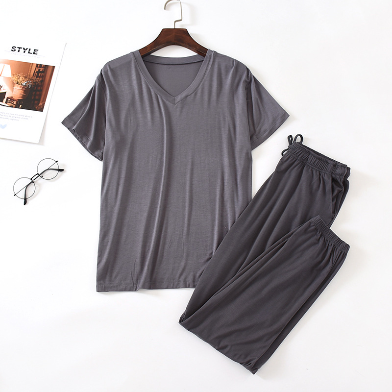 spring and summer men's pajamas suit modal viscose fiber short-sleeved ...