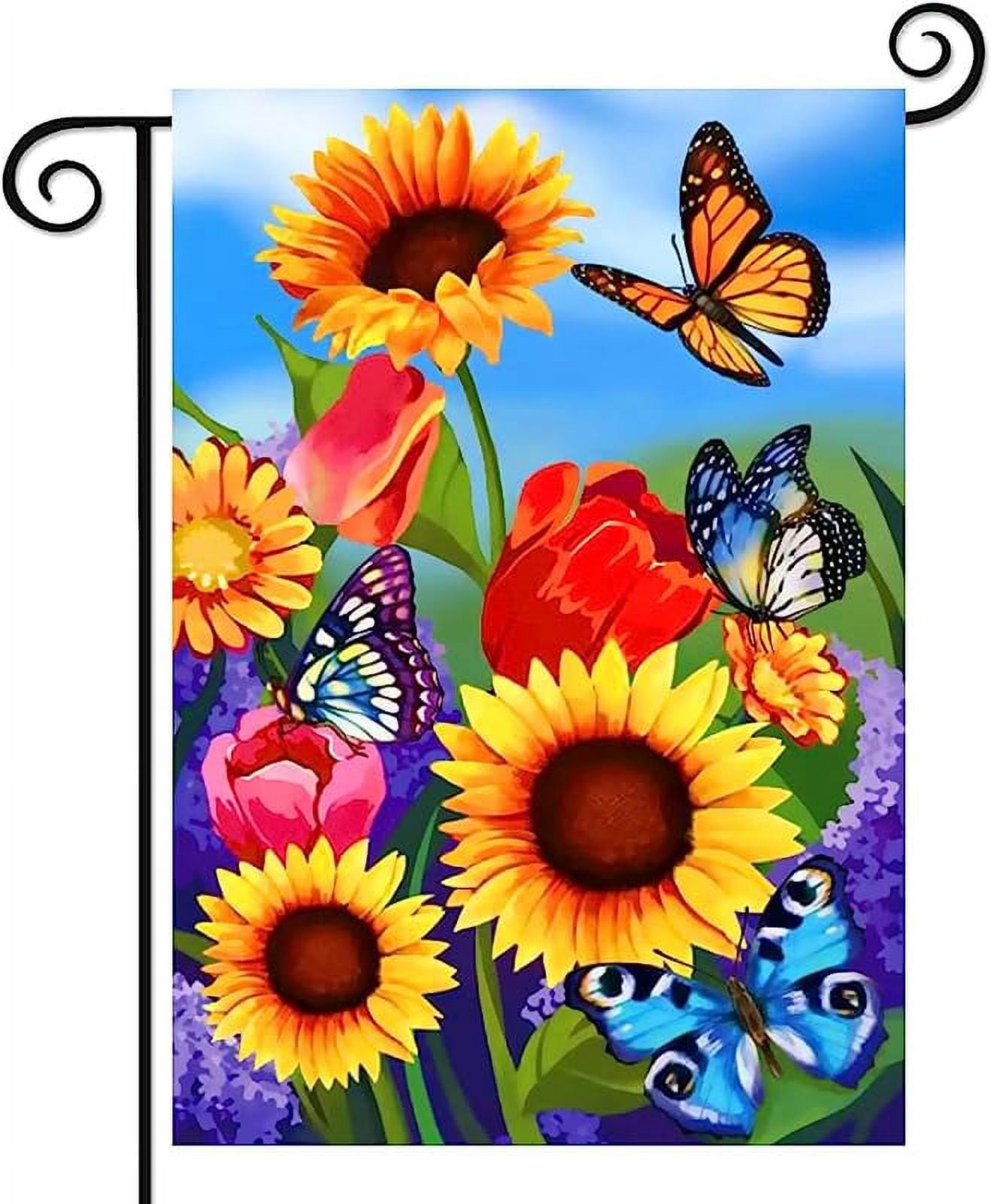 spring garden Flag 12x18 Double Sided Vertical, Small monarch Butterfly ...
