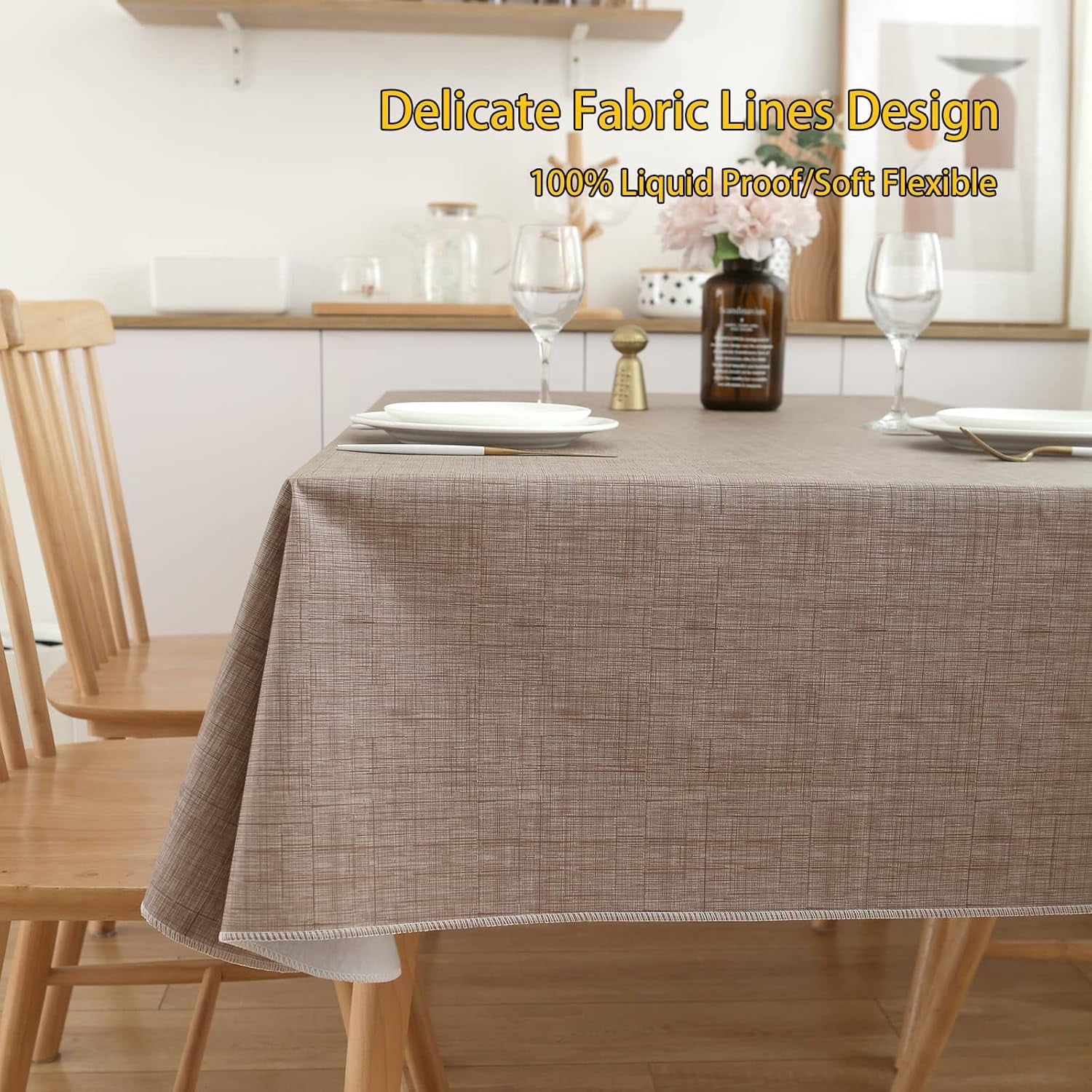 springrain Textured Pattern Tablecloth, Waterproof PVC Flannel Backed ...