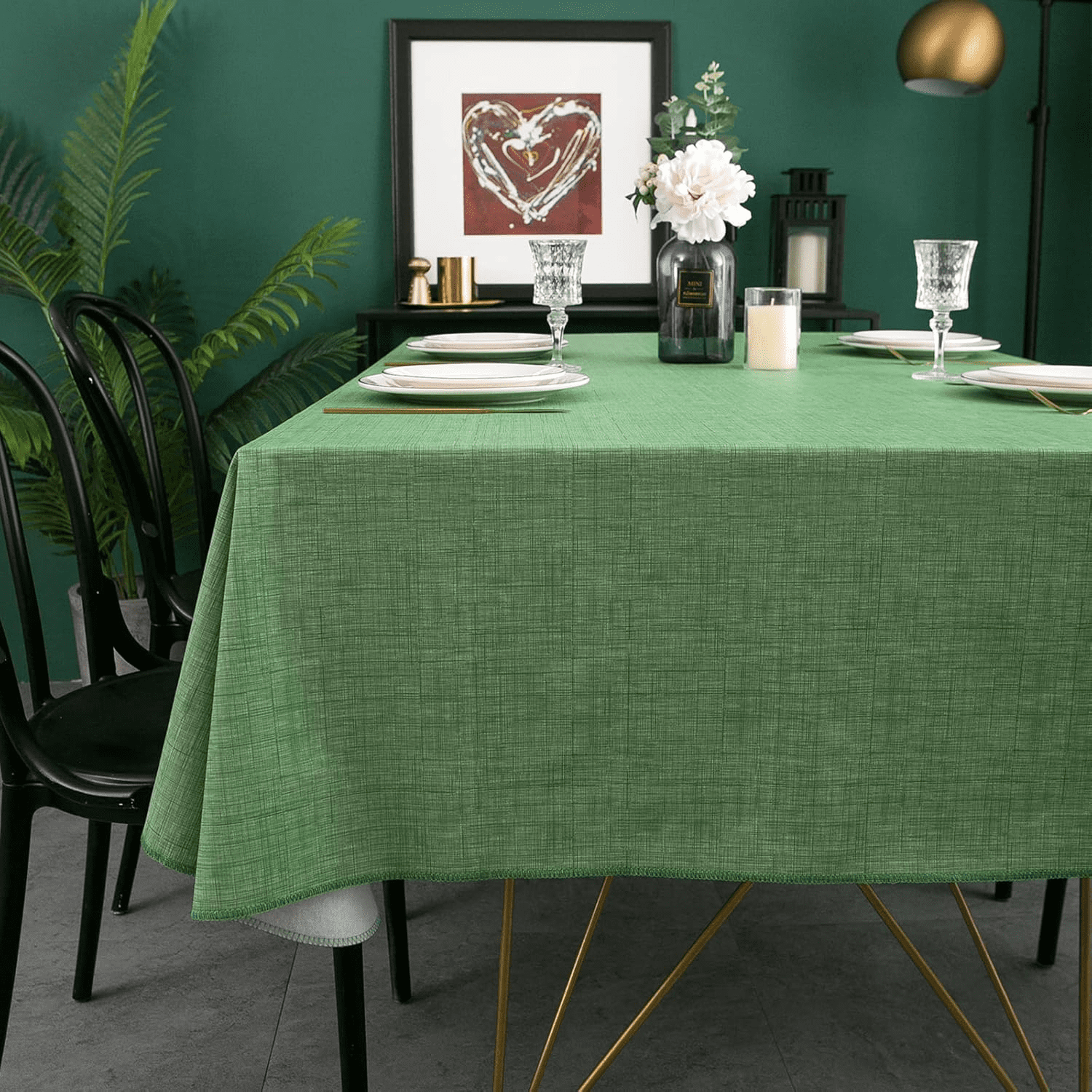 Springrain Textured Solid Color Vinyl Tablecloth, Waterproof Wipeable ...