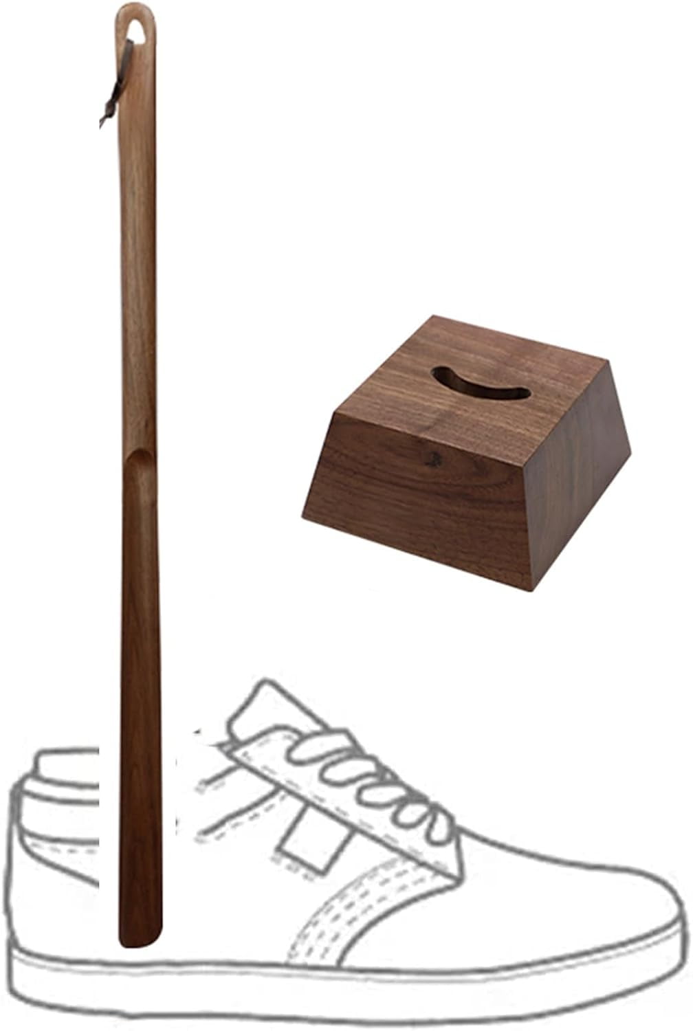 spxtom Wooden Shoe Horn, Lightweight Lazy Shoe Helper Spoons, Easy Wear ...