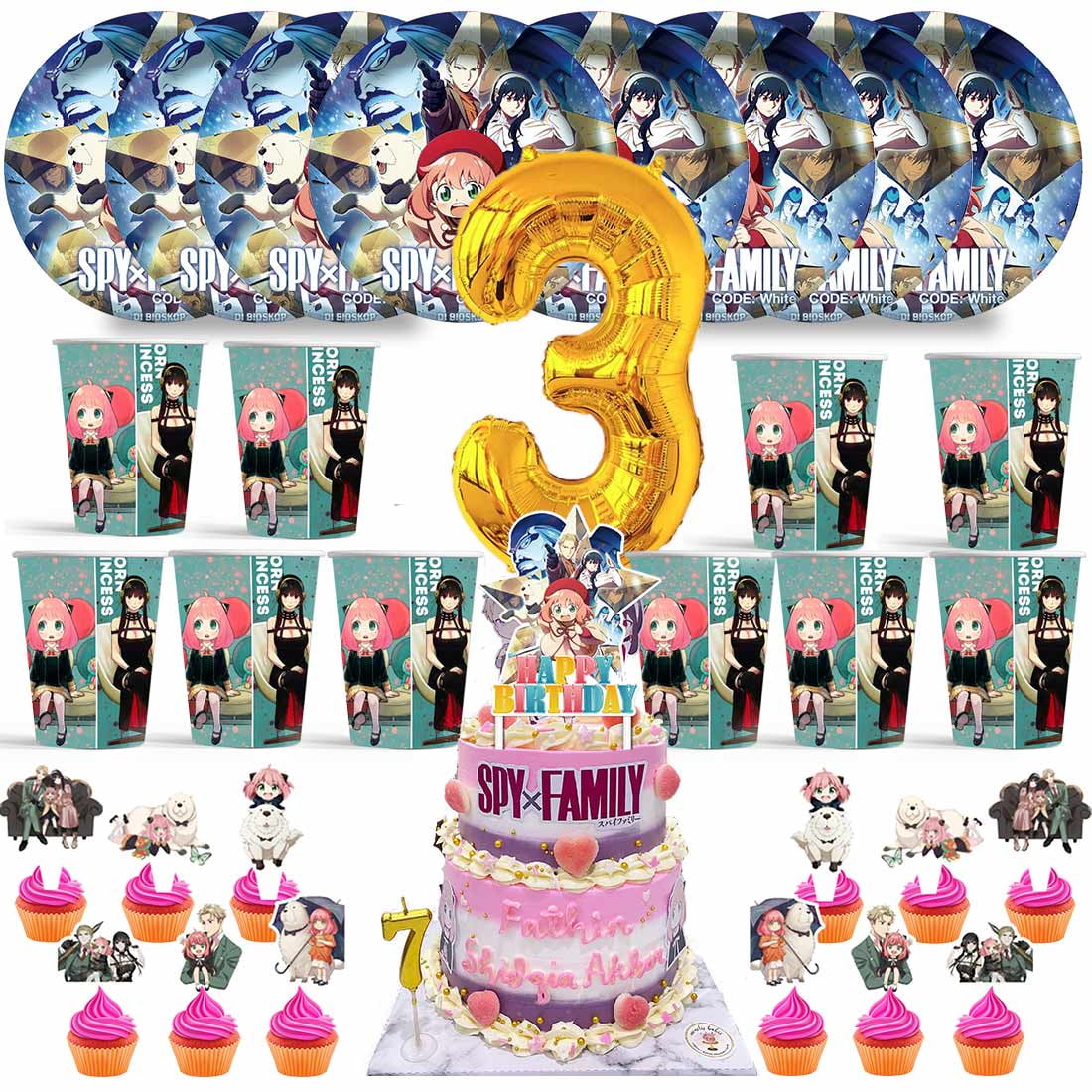 Spy × Family Birthday 3rd Cups Party Supplies Plates Fans Decorations ...
