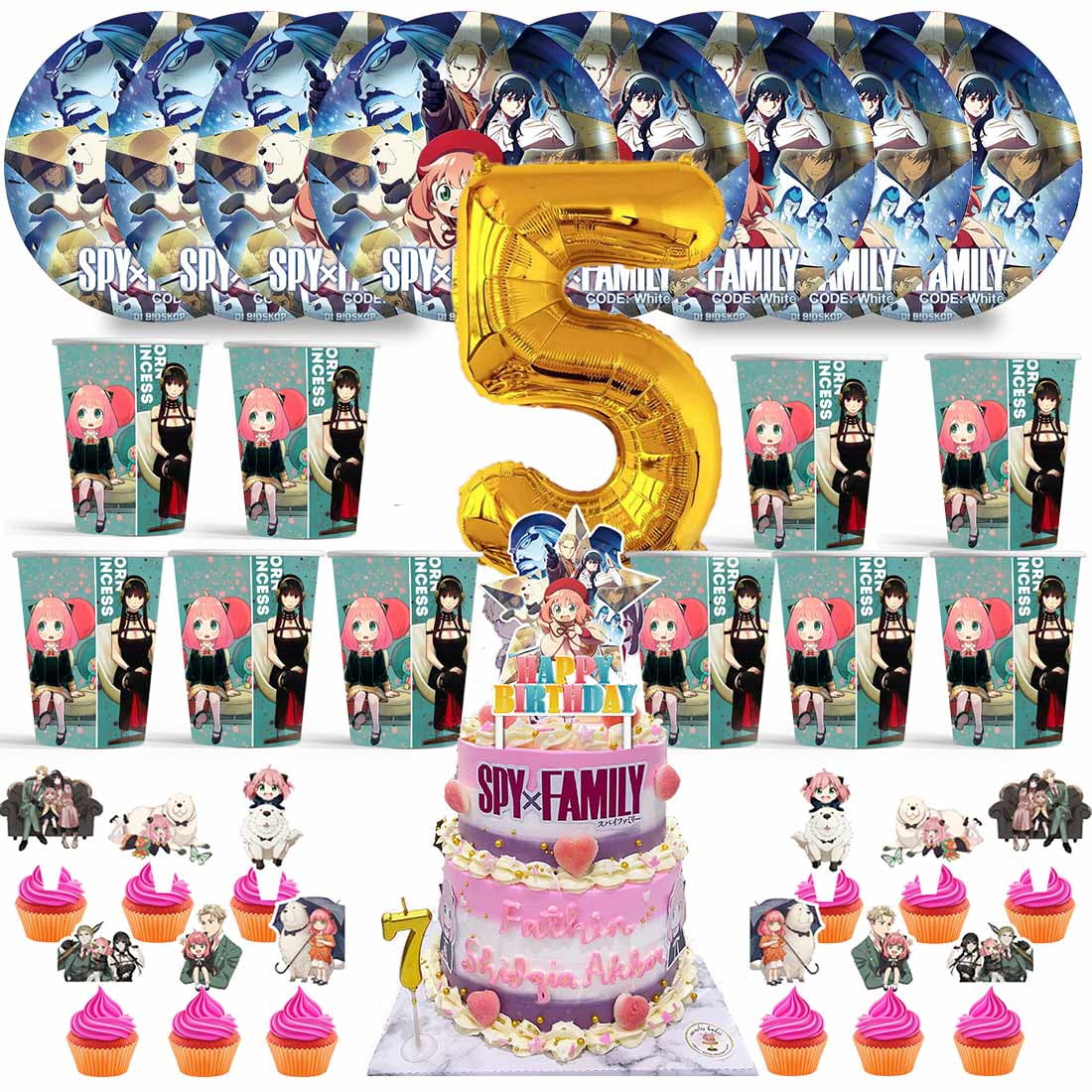 Spy × Family Birthday 5th Cups Party Supplies Plates Fans Decorations ...