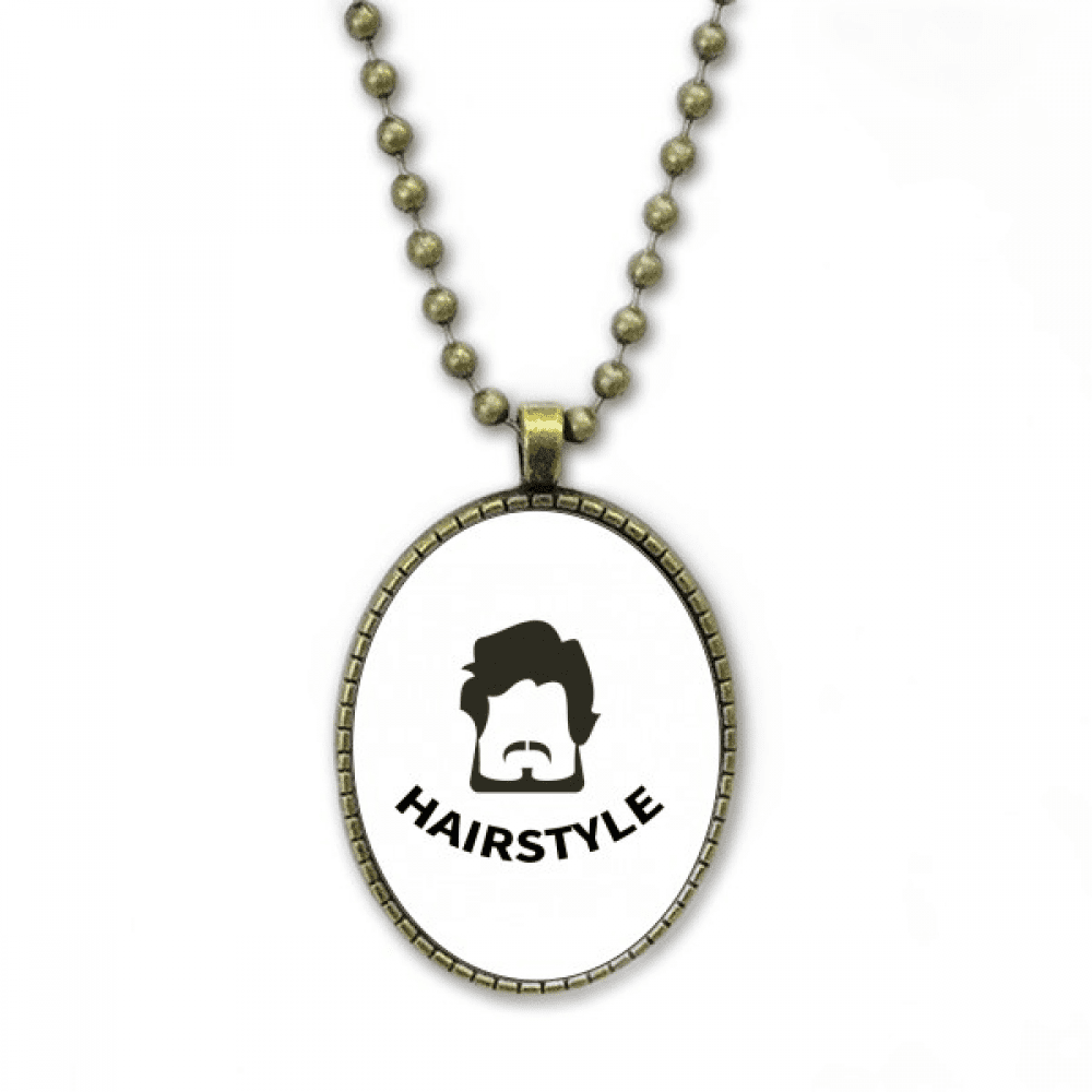 square-haired beard hair art deco fashion necklace vintage chain bead ...