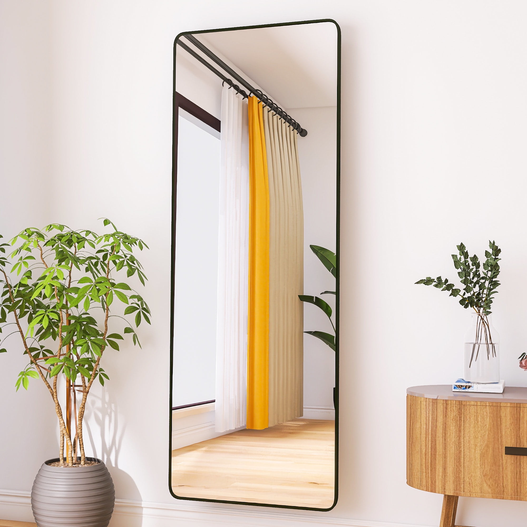 square rounded corners Full Length Mirror Floor Mirror Hanging Standing ...