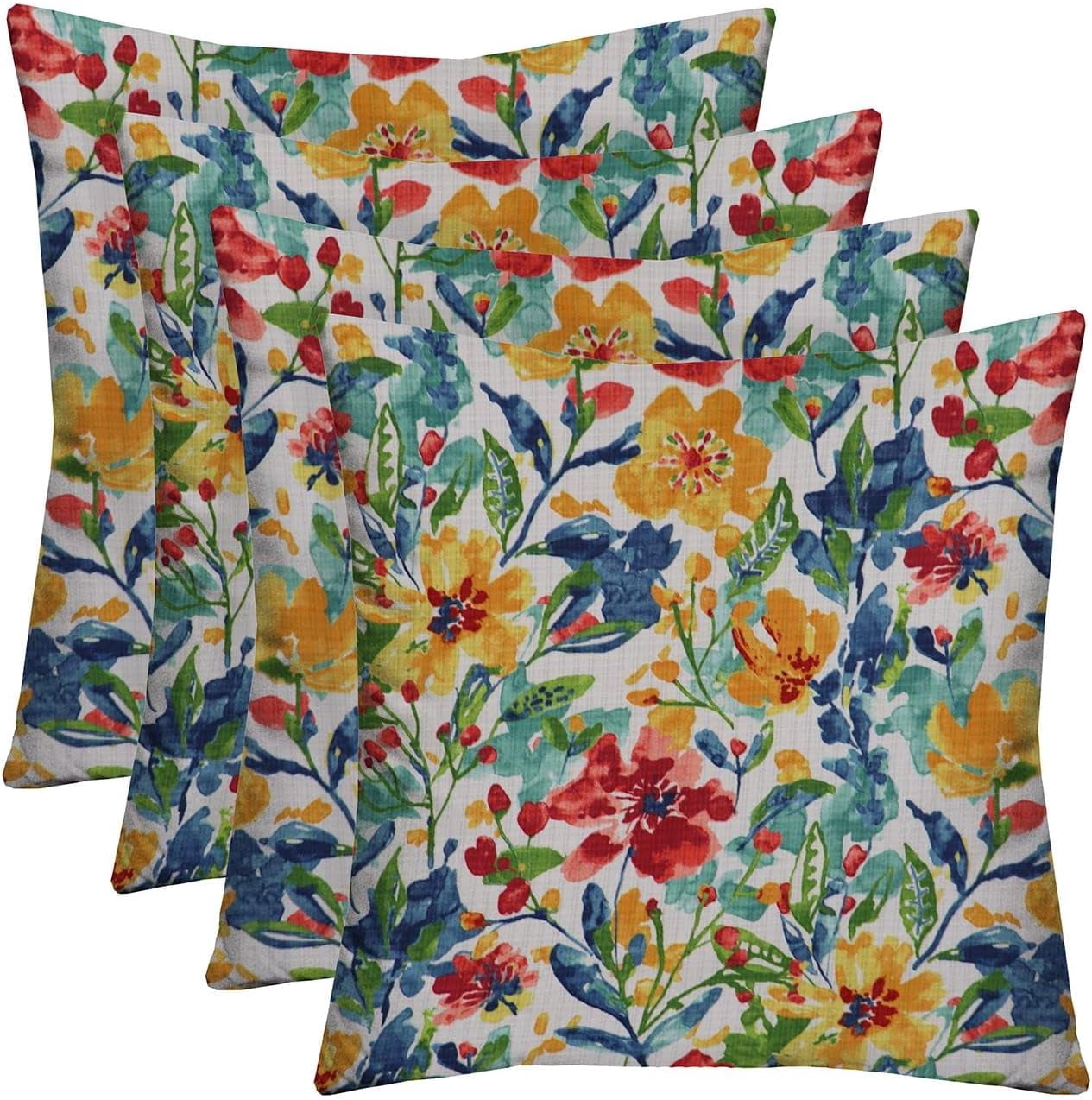 square throw pillows set of 4 | 17” x 17” | all-weather spun fabric ...