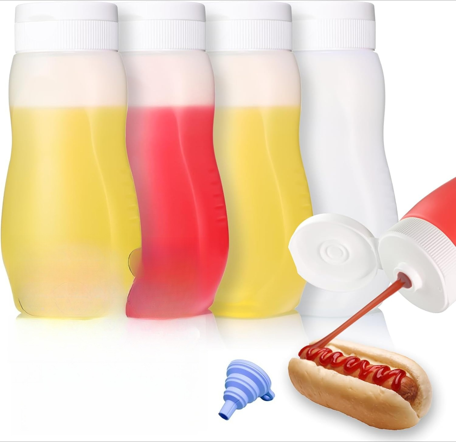 These squeeze bottles are suitable for storing ketchup, chili sauce ...