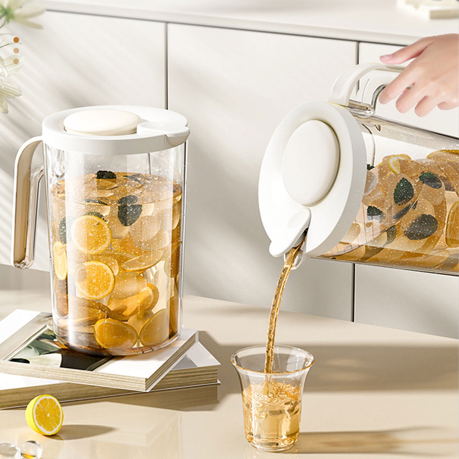 sruoe Beverage Pitcher, Water Pitcher with Lid, Large Capacity Water ...