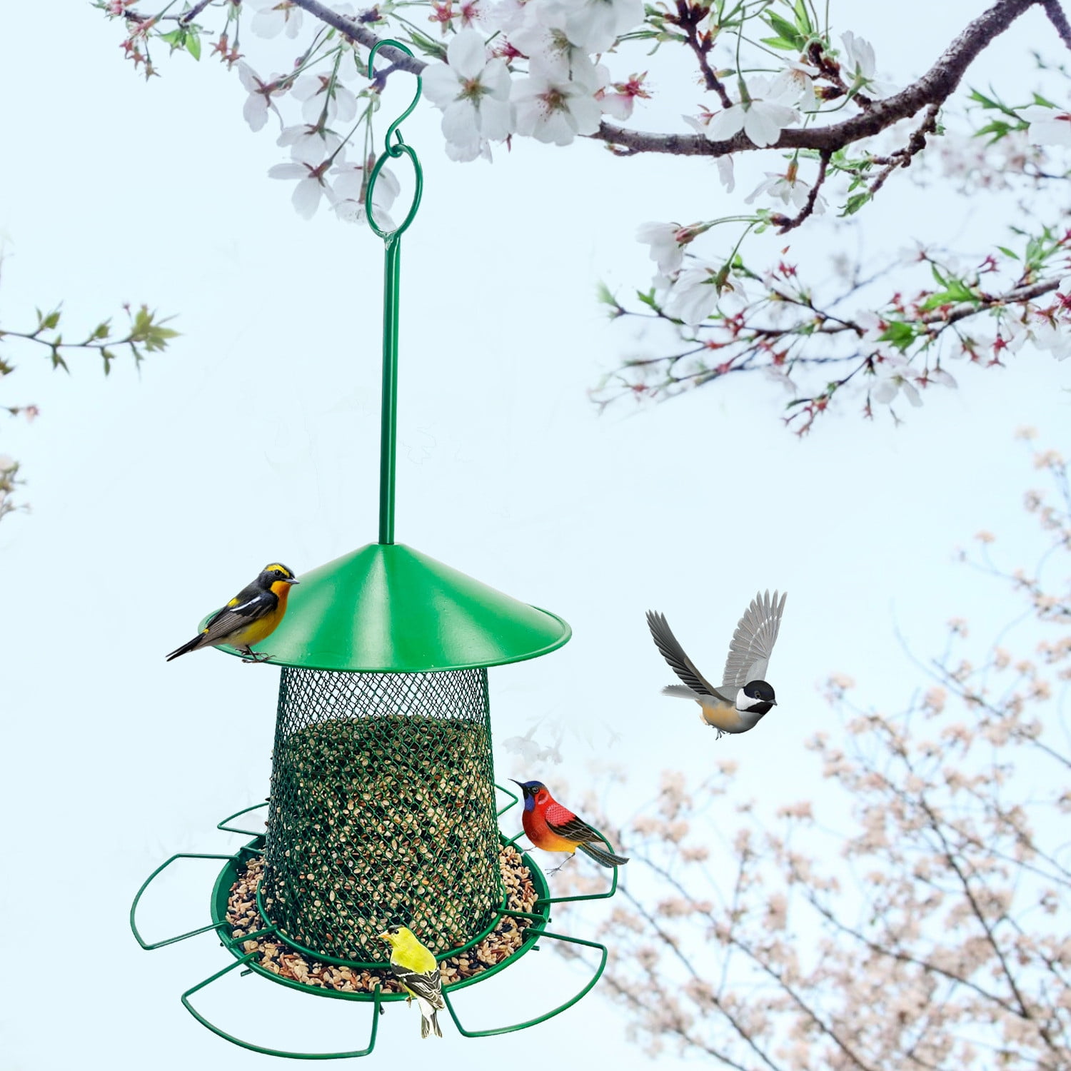sruoe Bird Feeder, Hanging Bird Feeders Outdoor, Weatherproof Open ...
