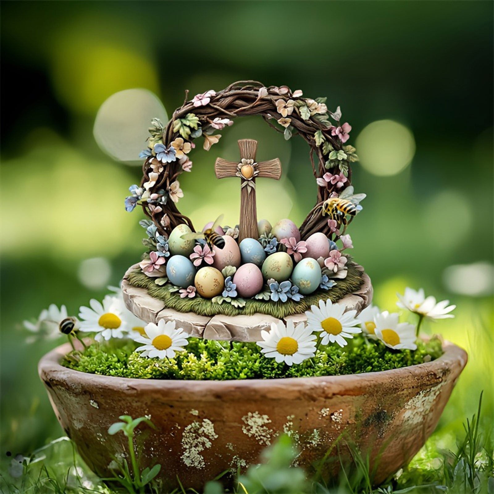 sruoe Garden Statues for Outside, Decoration Ground Insert,Easter ...