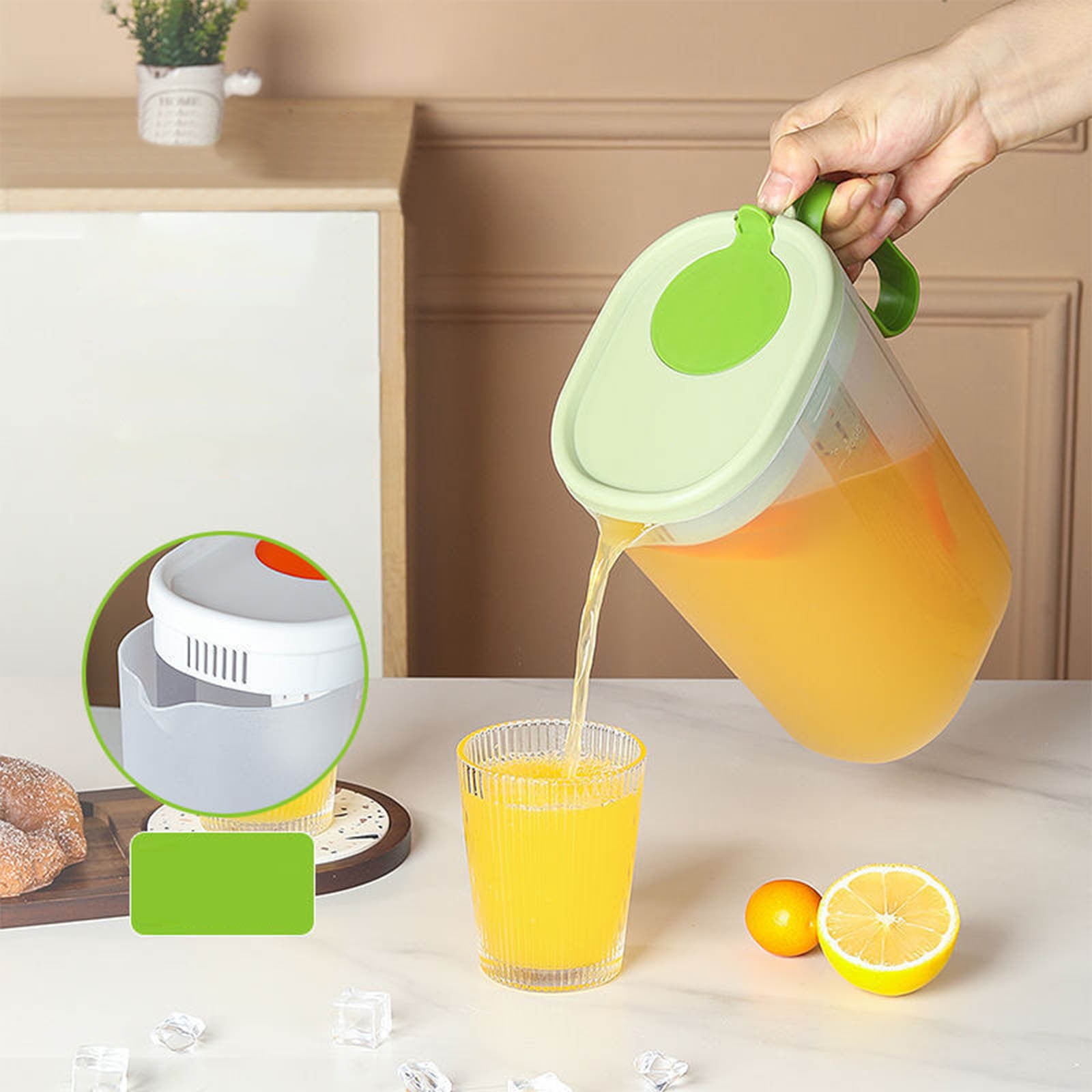 sruoe Pitchers for Beverages, Pitcher with Lid, Large Capacity Kettle ...