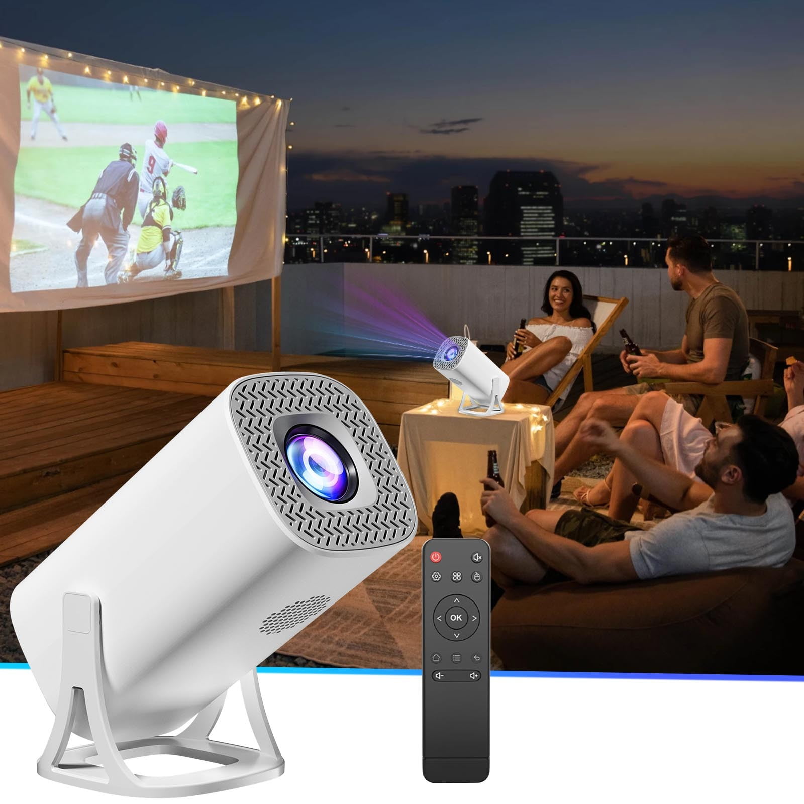 sruoe Portable Projector 4k, Projector with Wifi and Bluetooth, Portable Mini Projectors, Smart ...