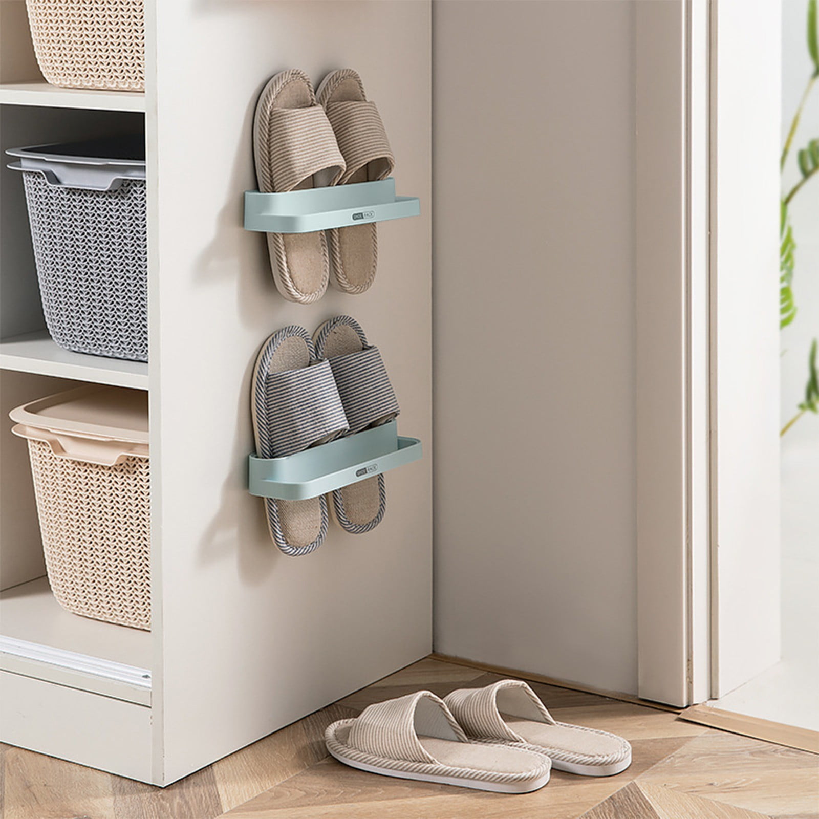 sruoe Shoe Racks Storage, Wall Mounted Double Slipper Organizer for ...
