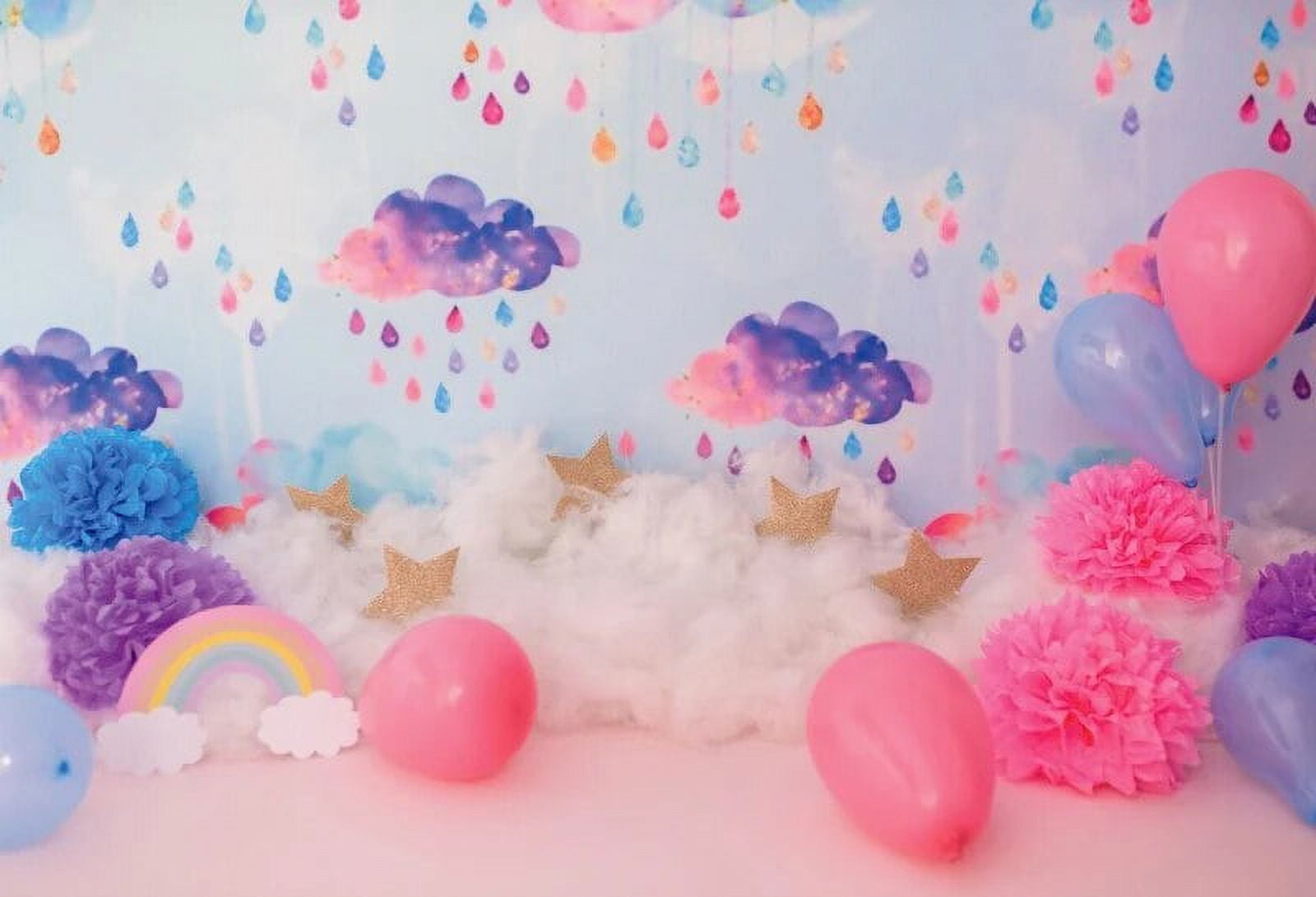 ss Birthday Party Pink Scene Flowers Balloons Photo Background Poster ...