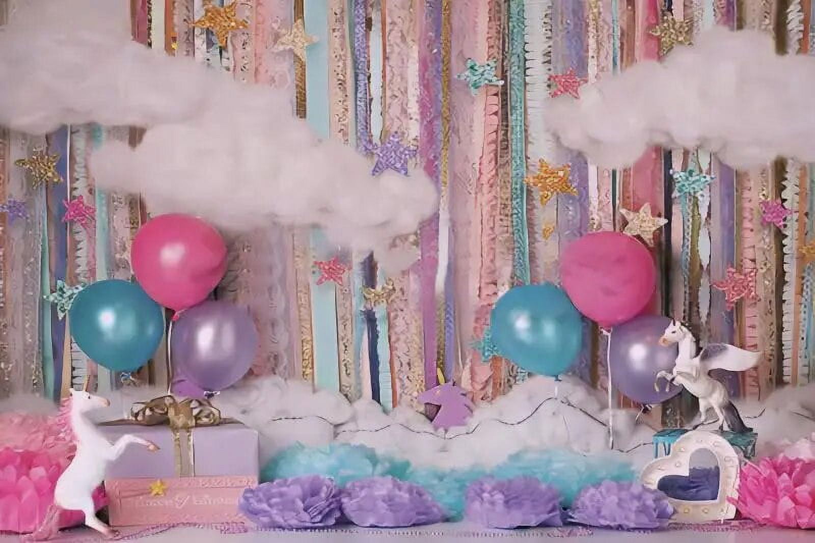 ss Birthday Party Pink Scene Flowers Balloons Photo Background Poster ...