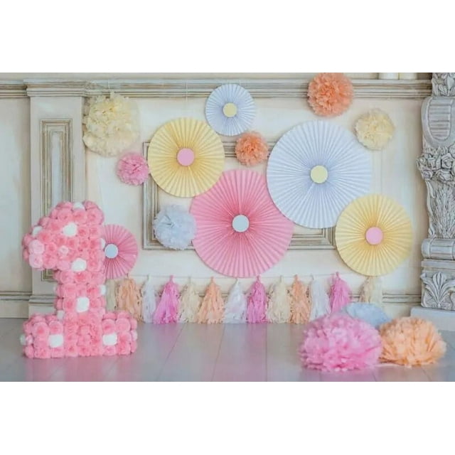 ss Birthday Party Pink Scene Flowers Balloons Photo Background Poster ...