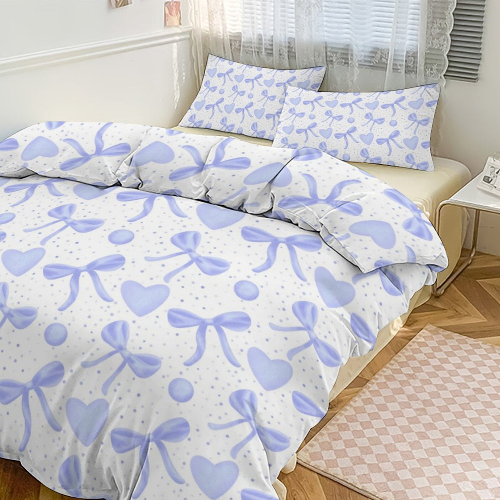 ss Cute Bow Duvet Cover Set Bedding Set Polyester Quilt Cover for ...