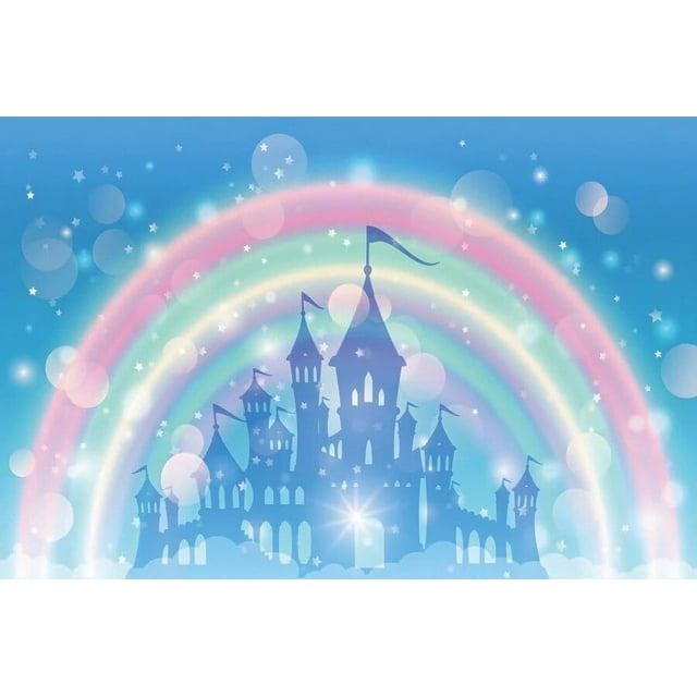 ss Dream Blue Castle Backdrop Glitter Spots Cloud Girl Birthday Baby ...