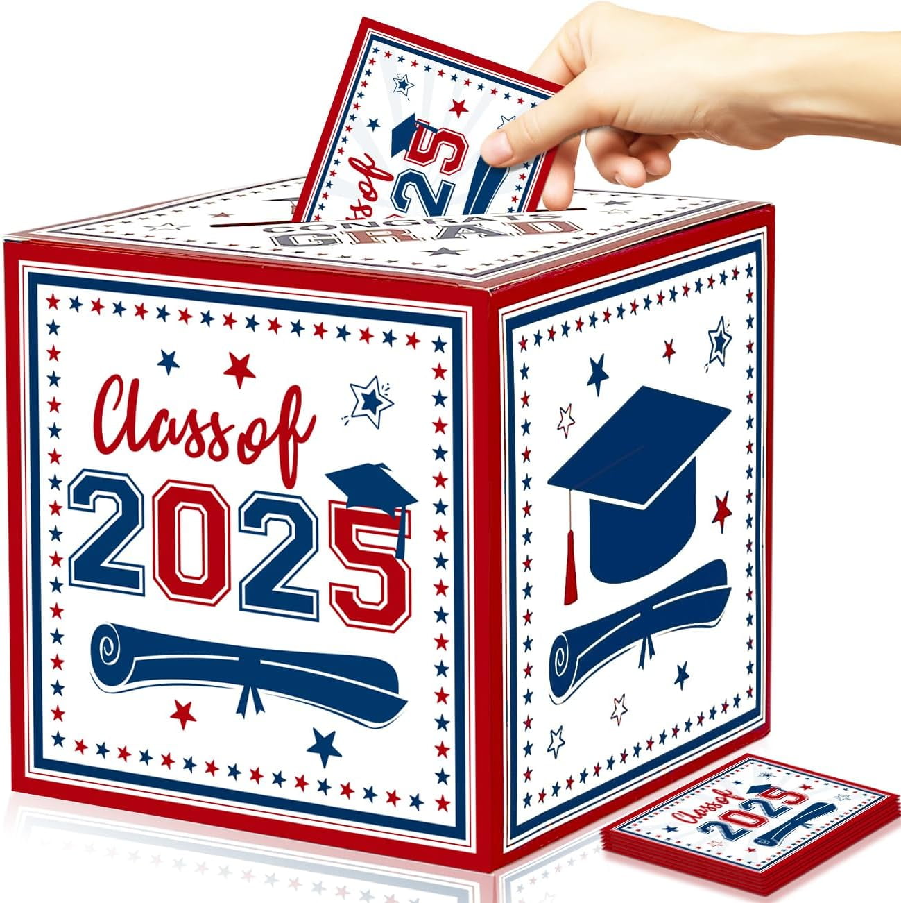 ssailue decor Modern Rectangular Graduation Card Box Red, Blue - Class ...