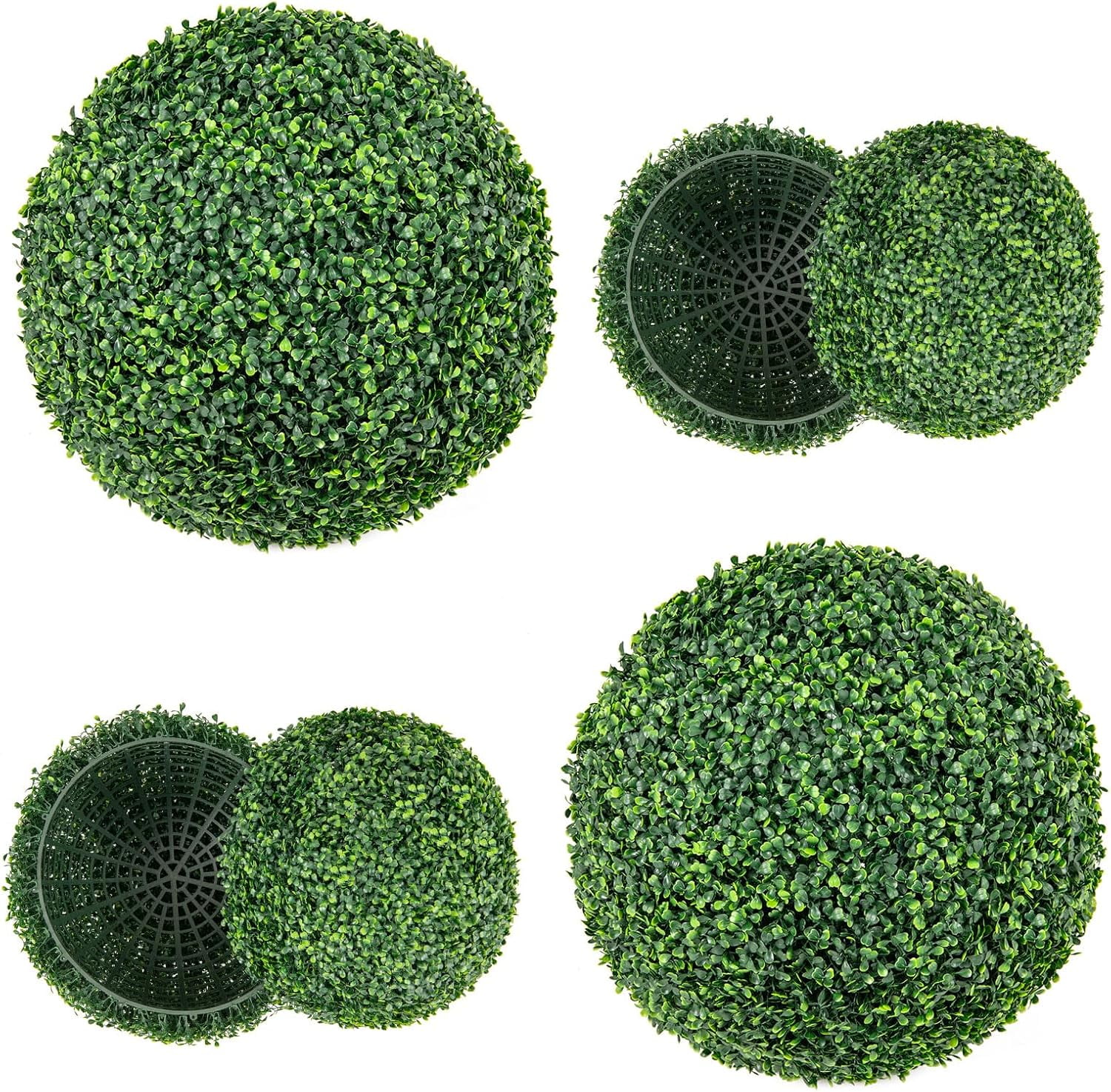 ssybab 2 PCS 20 Inch Artificial Plant Topiary Ball, Round Faux Boxwood ...