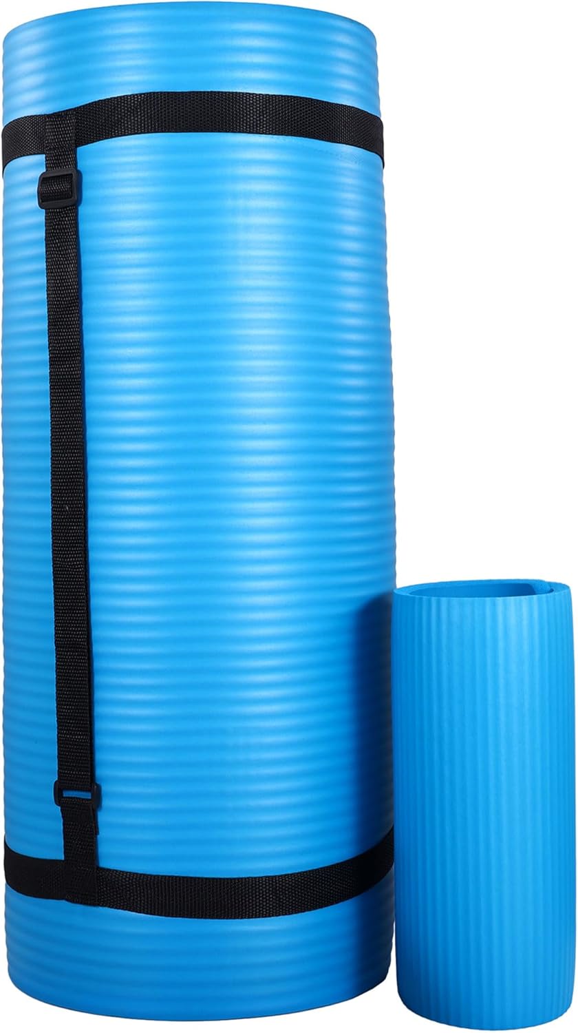 ssybab Exercise Yoga Mat for Home Workout, 1” Thick, Mat & Knee Pad ...