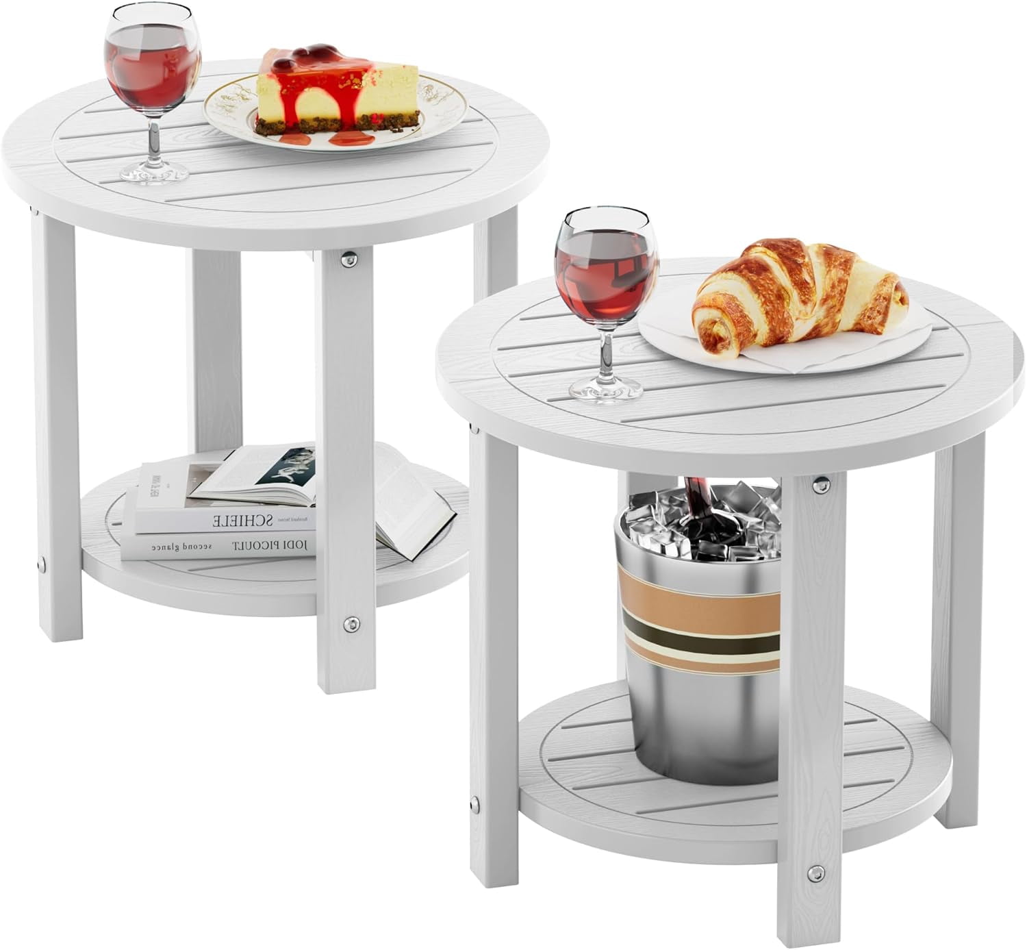 ssybab Outdoor Side Table for Patio: 16in HIPS Small Round Outdoor End ...