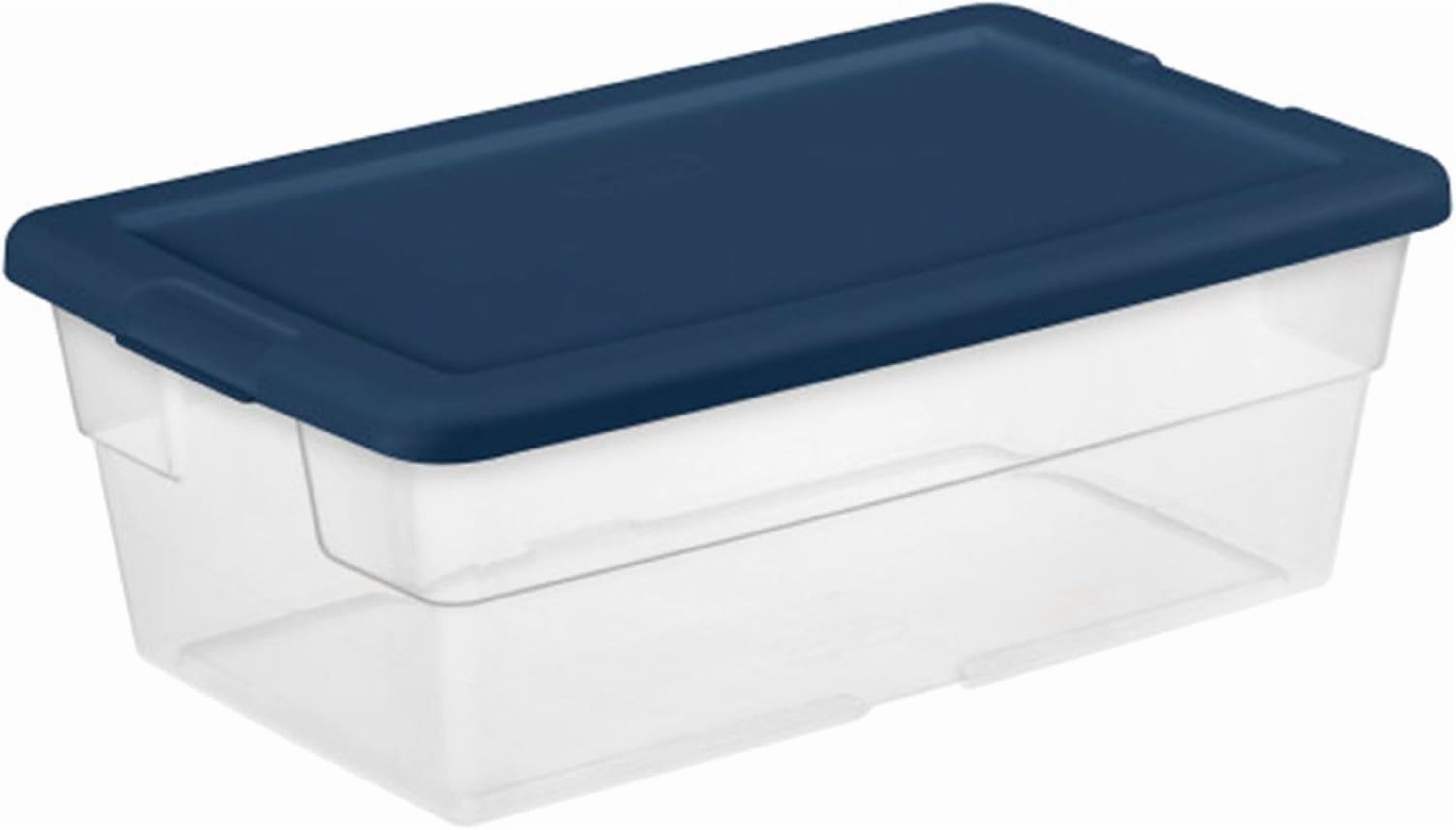 ssybab Stackable 6 Quart Clear Home Storage Box with Handles and Blue ...