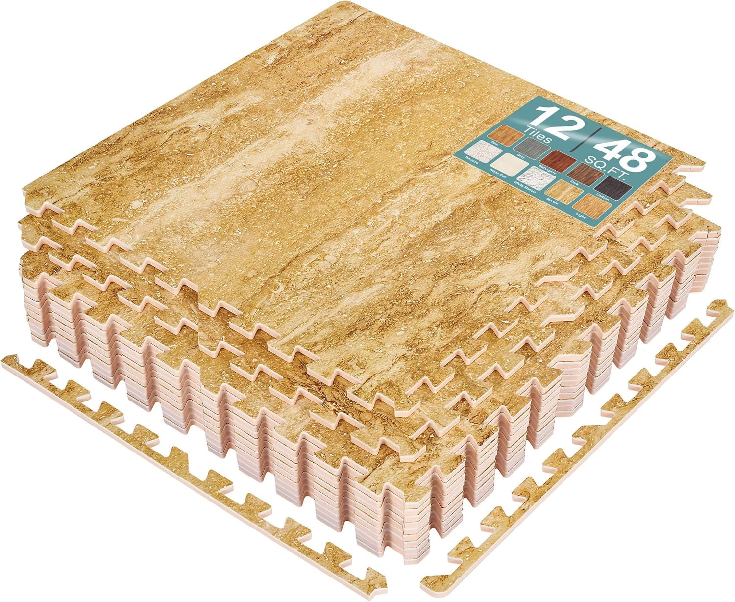 ssybab Wood Grain Floor Tiles Foam Mat EVA Interlocking Mats Tile 3/8 ...