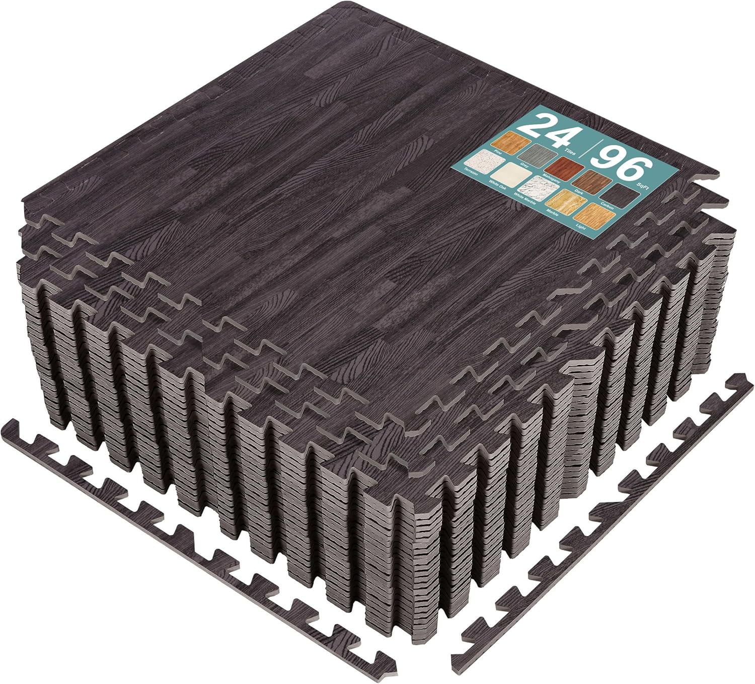 ssybab Wood Grain Floor Tiles Foam Mat EVA Interlocking Mats Tile 3/8 ...