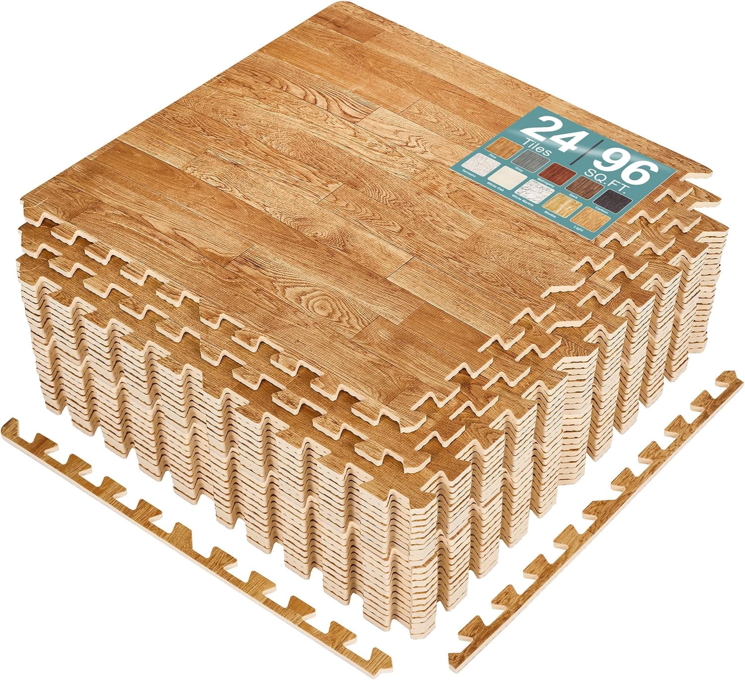 ssybab Wood Grain Floor Tiles Foam Mat EVA Interlocking Mats Tile 3/8 ...