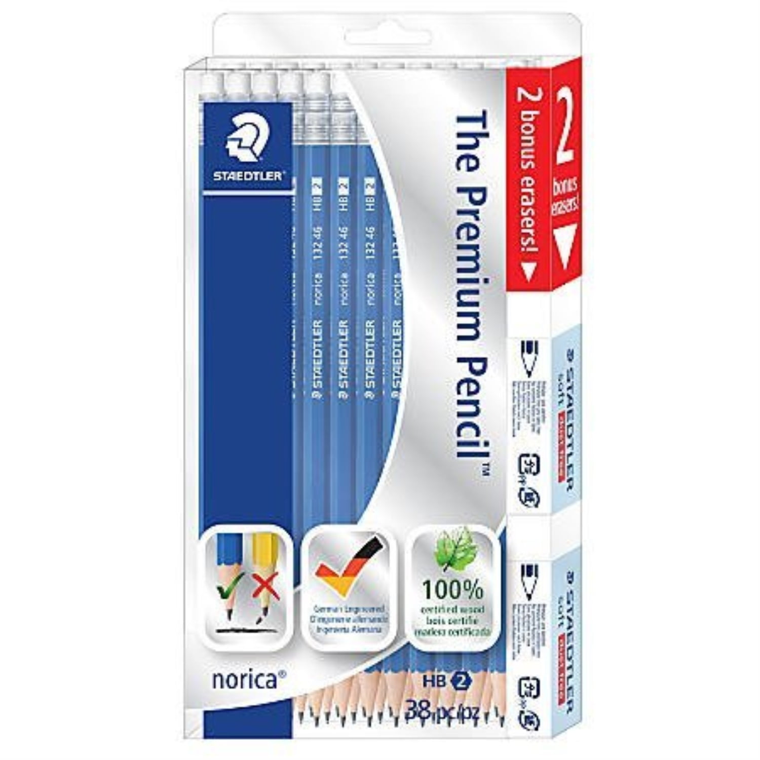 staedtler german engineered premium pencil 2 bonus erasers (38 pieces ...
