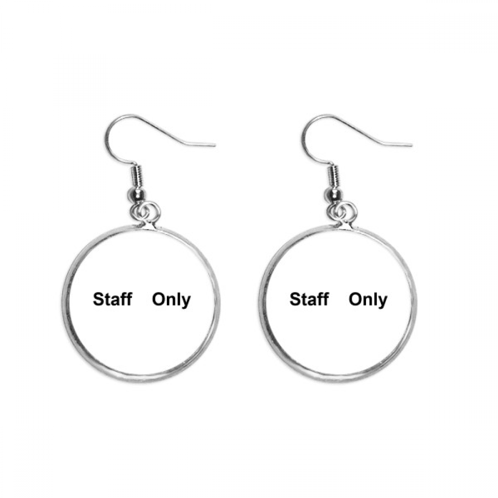 staff only black symbol pattern earring dangle silver drop earring ...